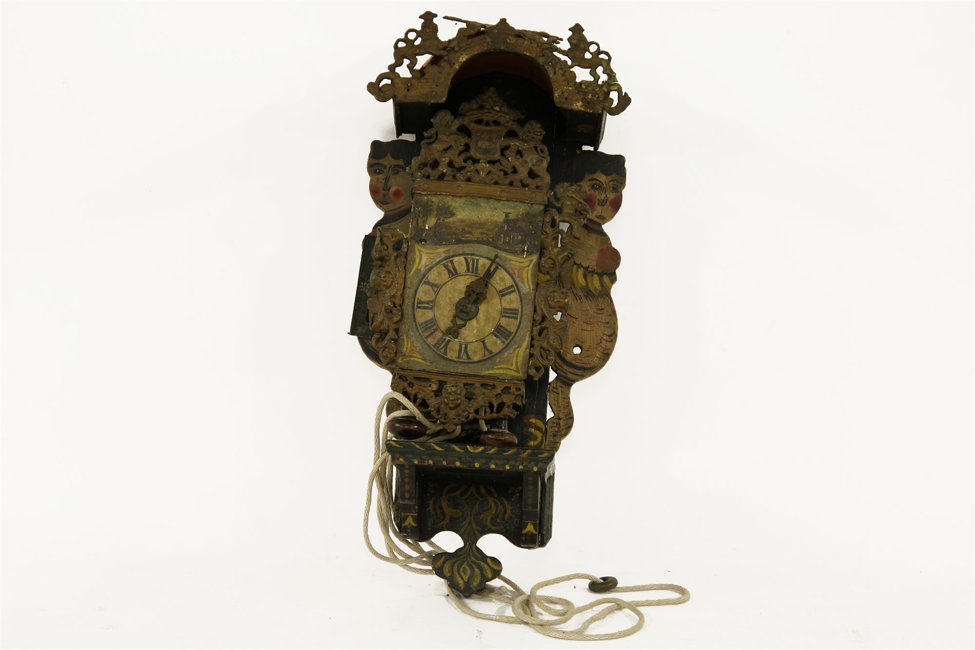 Lot 371 - A Dutch brass Friesland wall clock