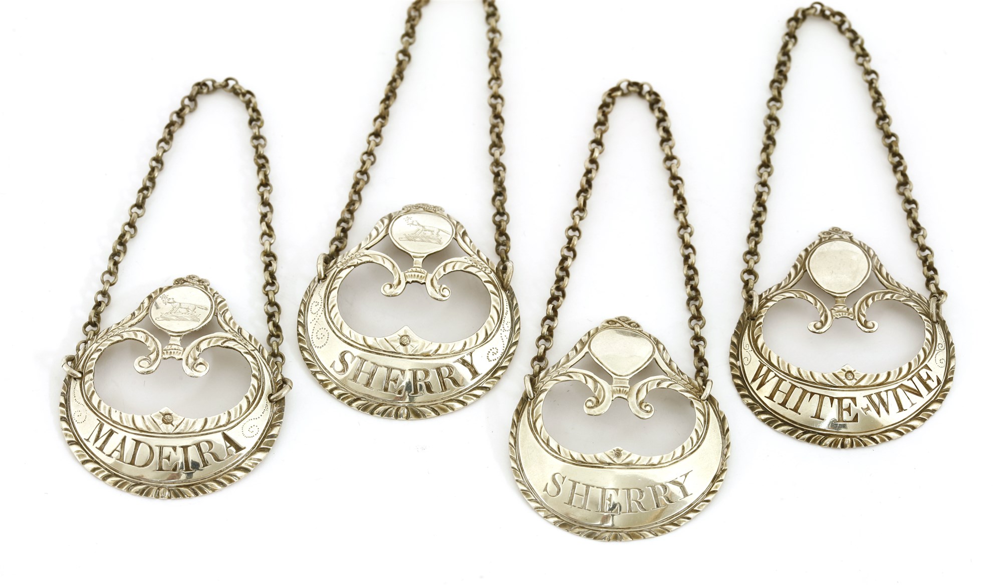 Lot 117 - A pair of 18th century silver wine labels