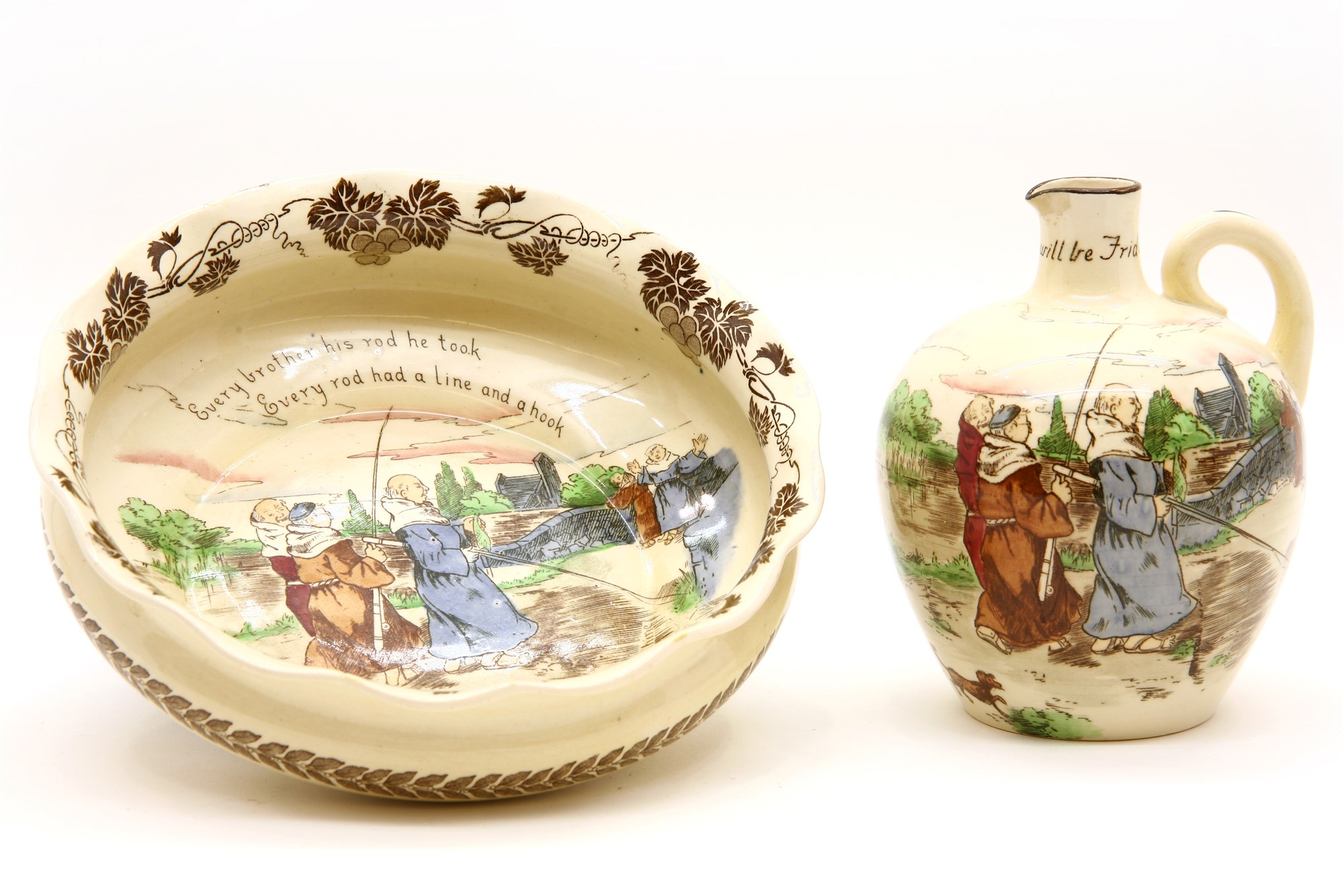 Lot 357 - A Wiley & Co Foley Faience jug and bowl