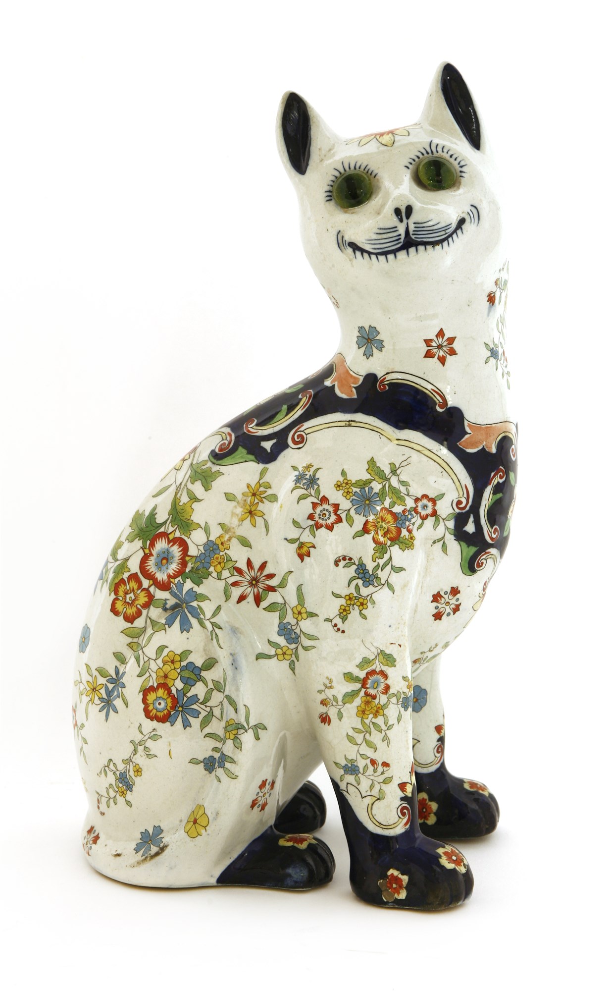 Lot 10 - A French faience pottery cat,