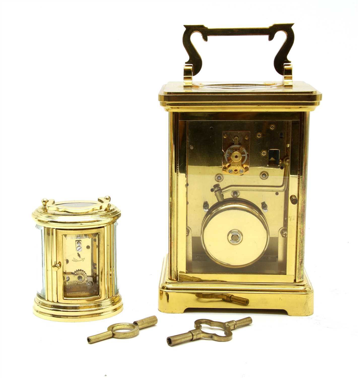 Lot 127 - A large brass carriage clock,