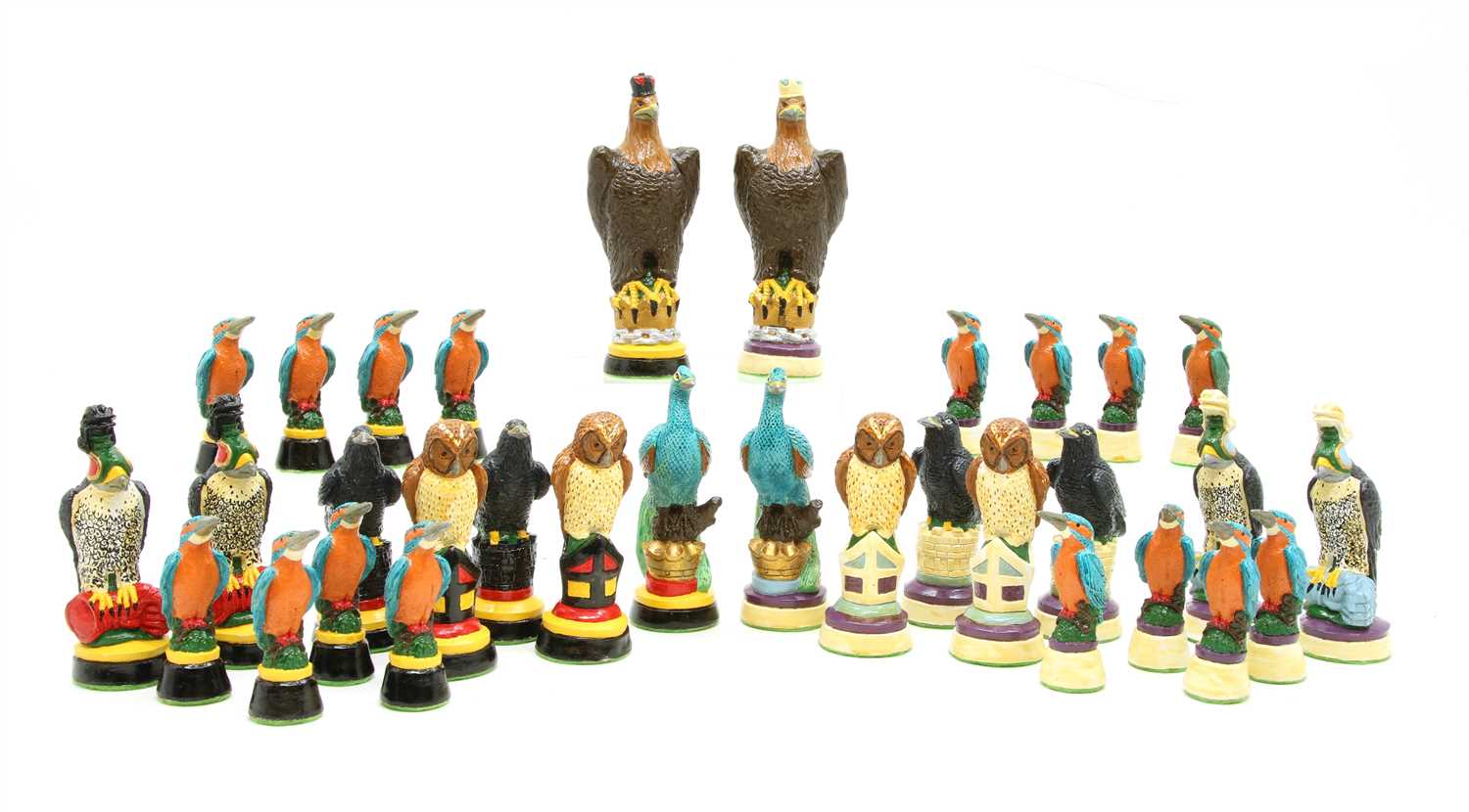 Lot 172 - A hand painted chess set modelled as British