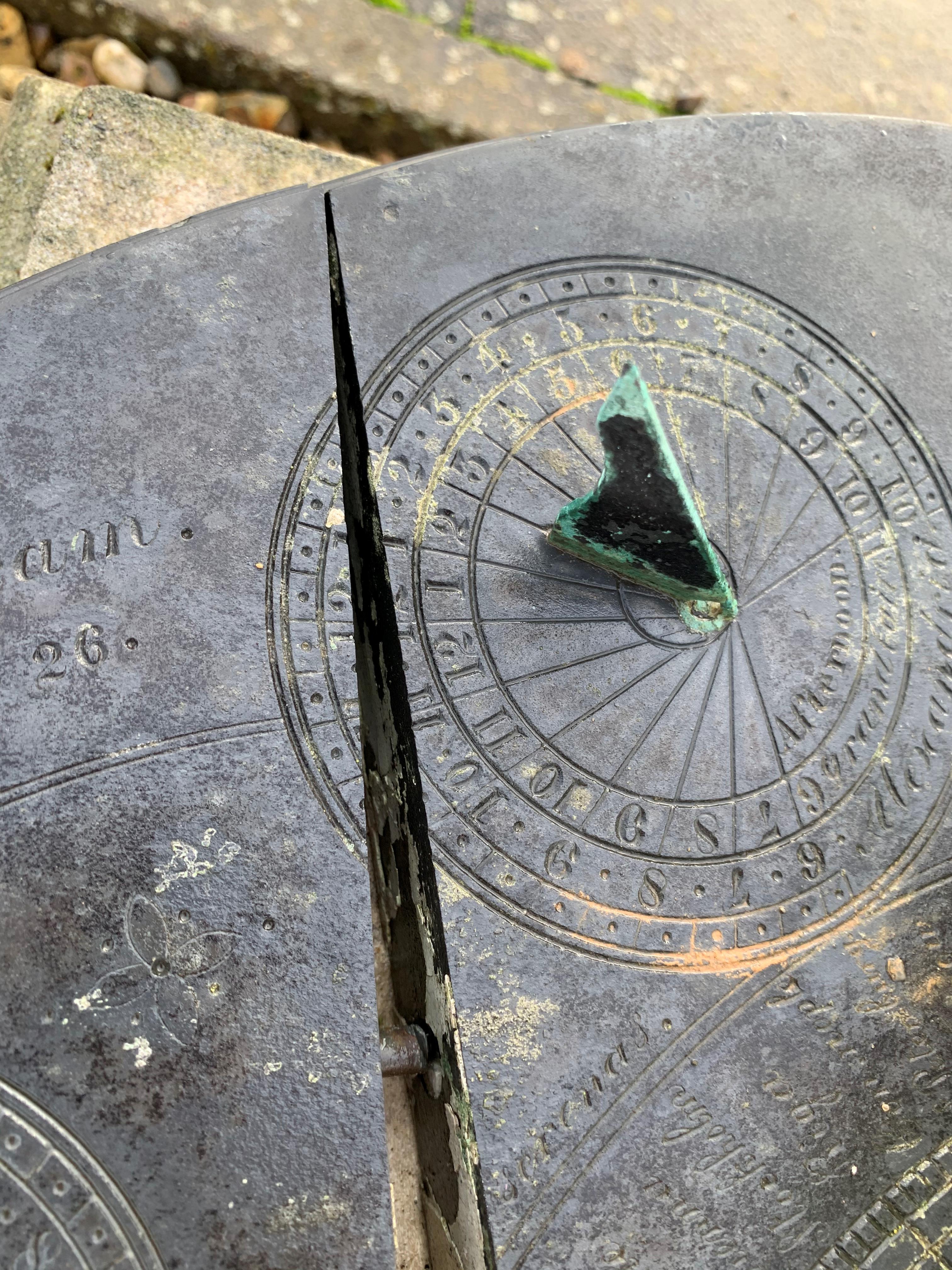 Lot 945 - A rare circular slate sundial by Richard