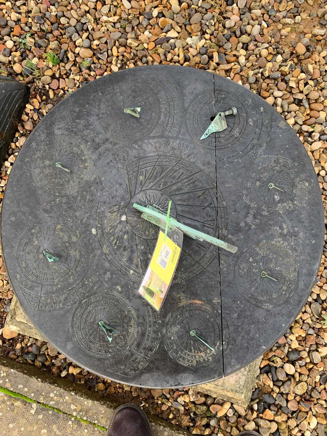 Lot 945 - A rare circular slate sundial by Richard