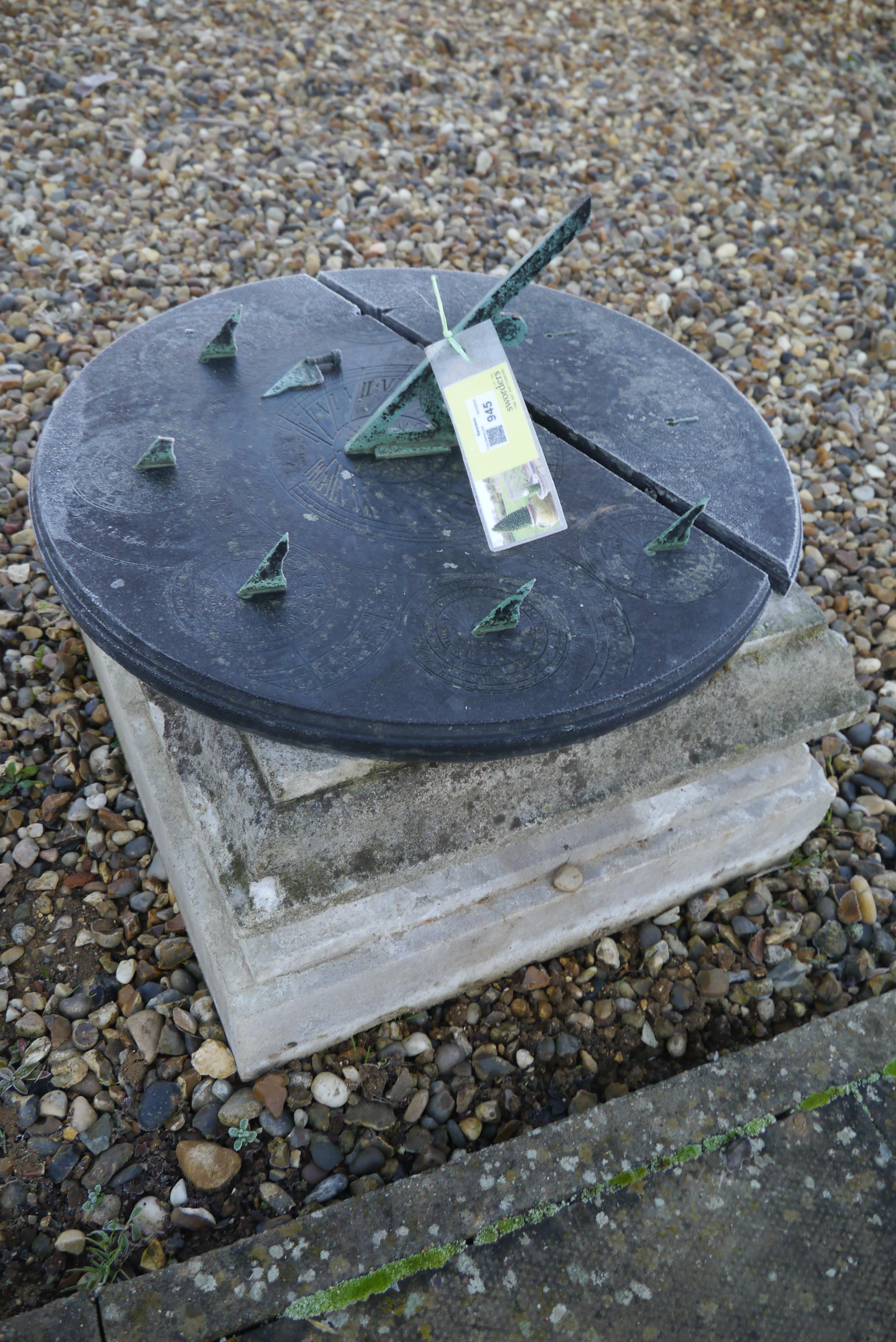 Lot 945 - A rare circular slate sundial by Richard