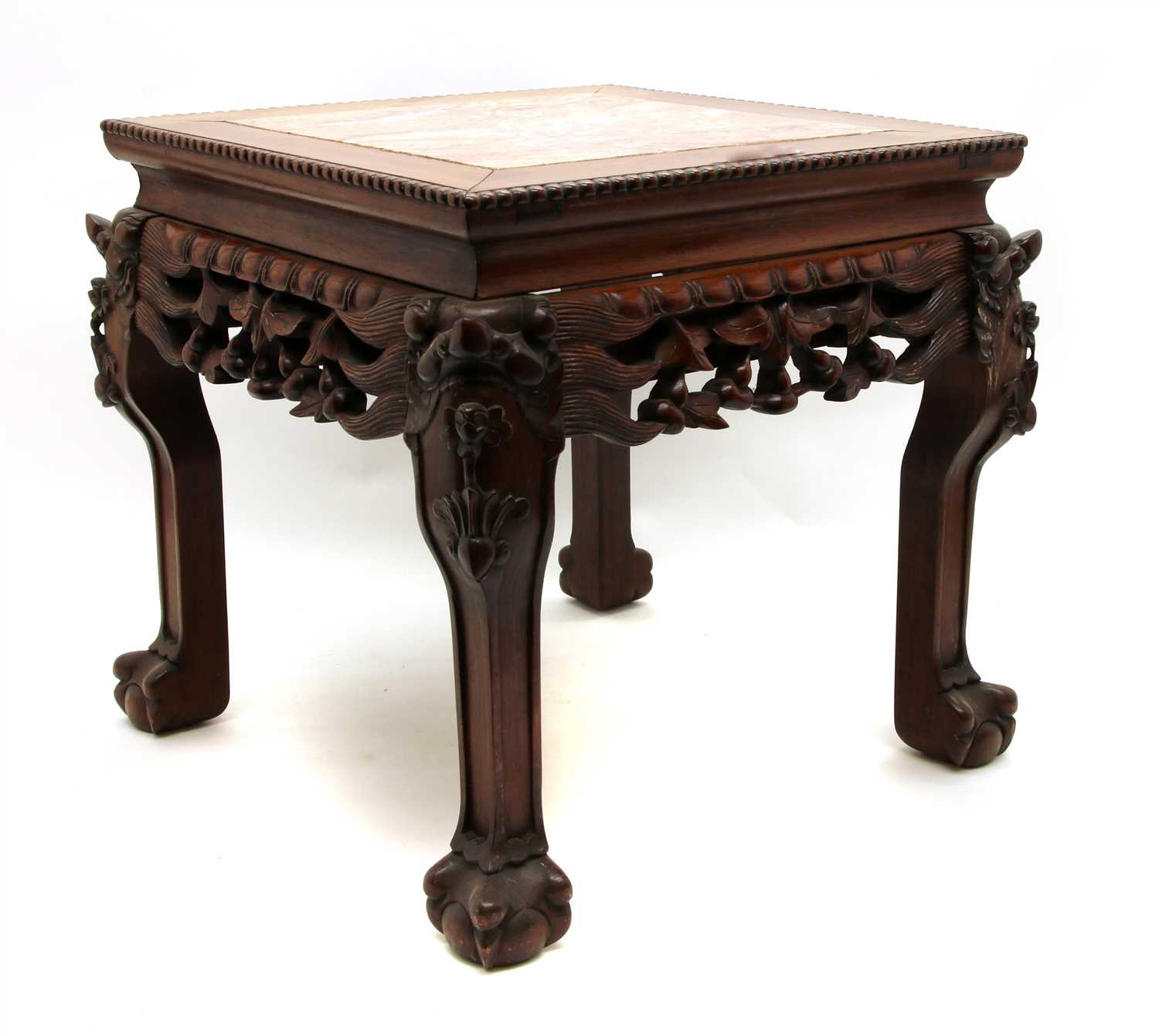 Lot 357 - A Chinese carved hardwood vase stand,