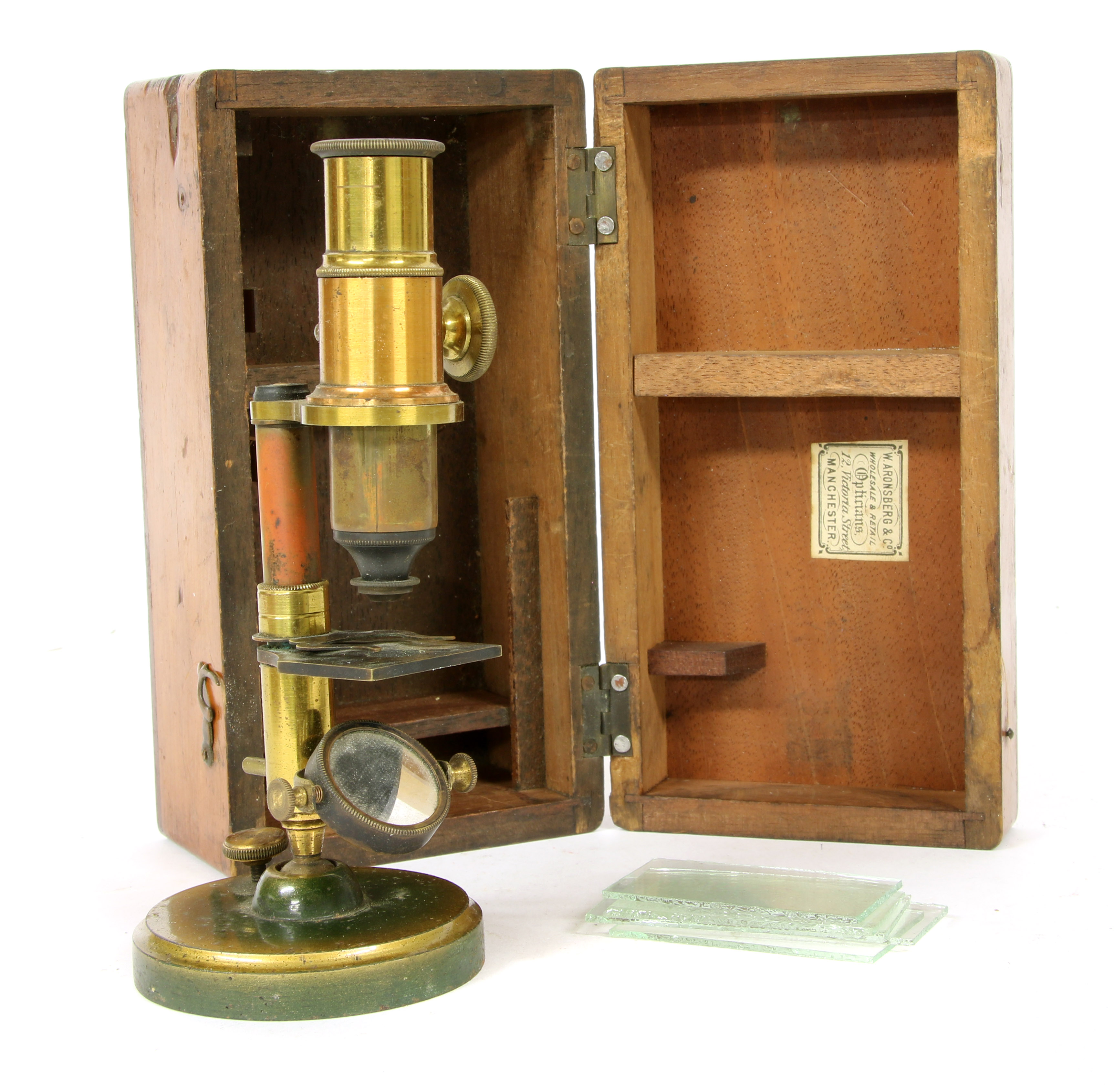 Lot 430 - A Victorian student's brass microscope,