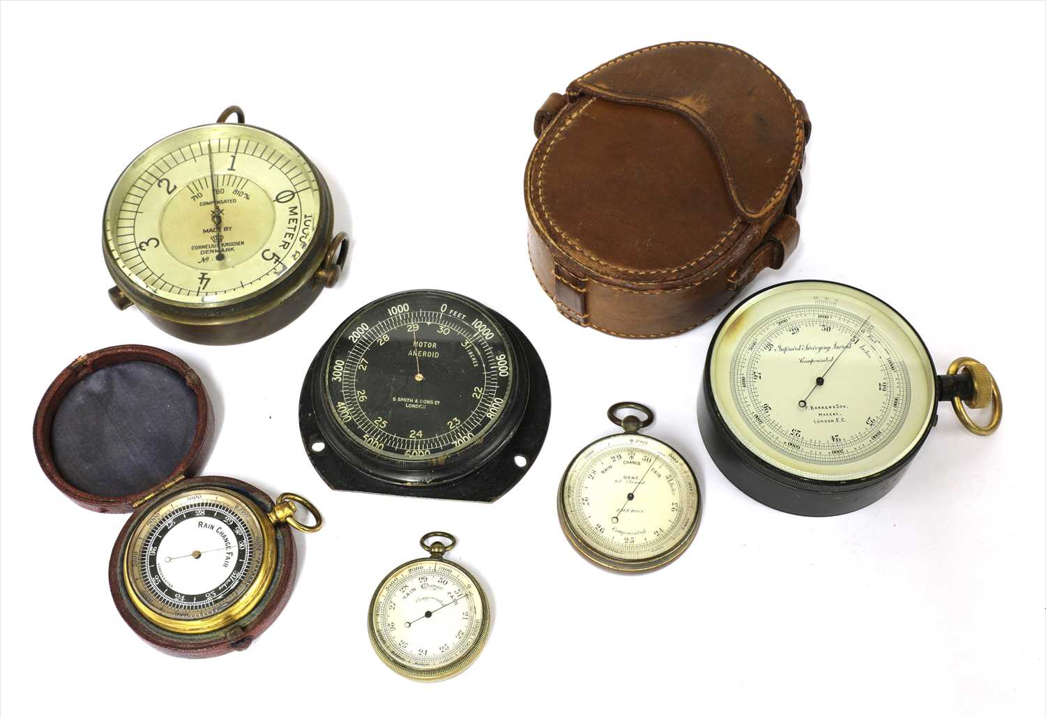 Lot 237 - Five pocket aneroid barometers/altimeters,