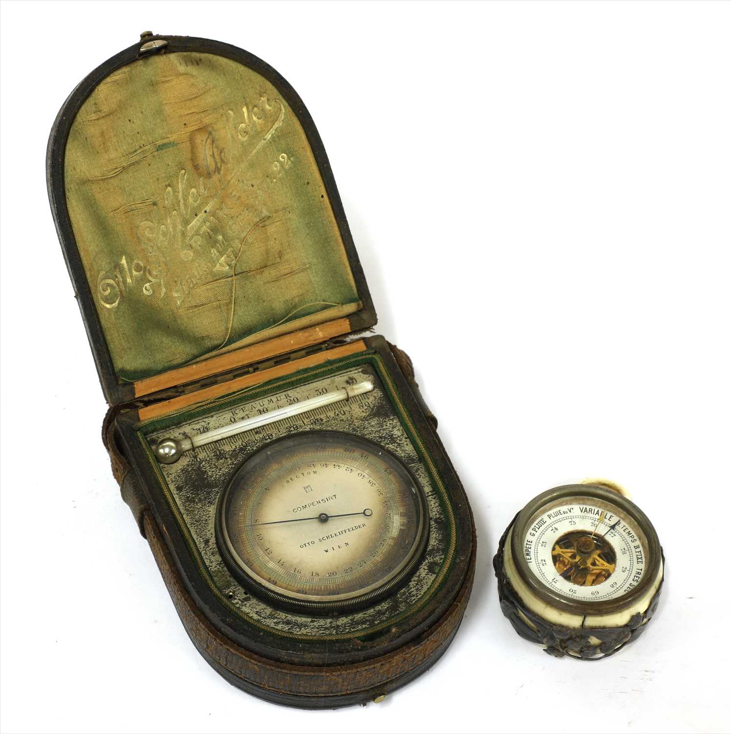 Lot 84 - Two pocket aneroid barometers,