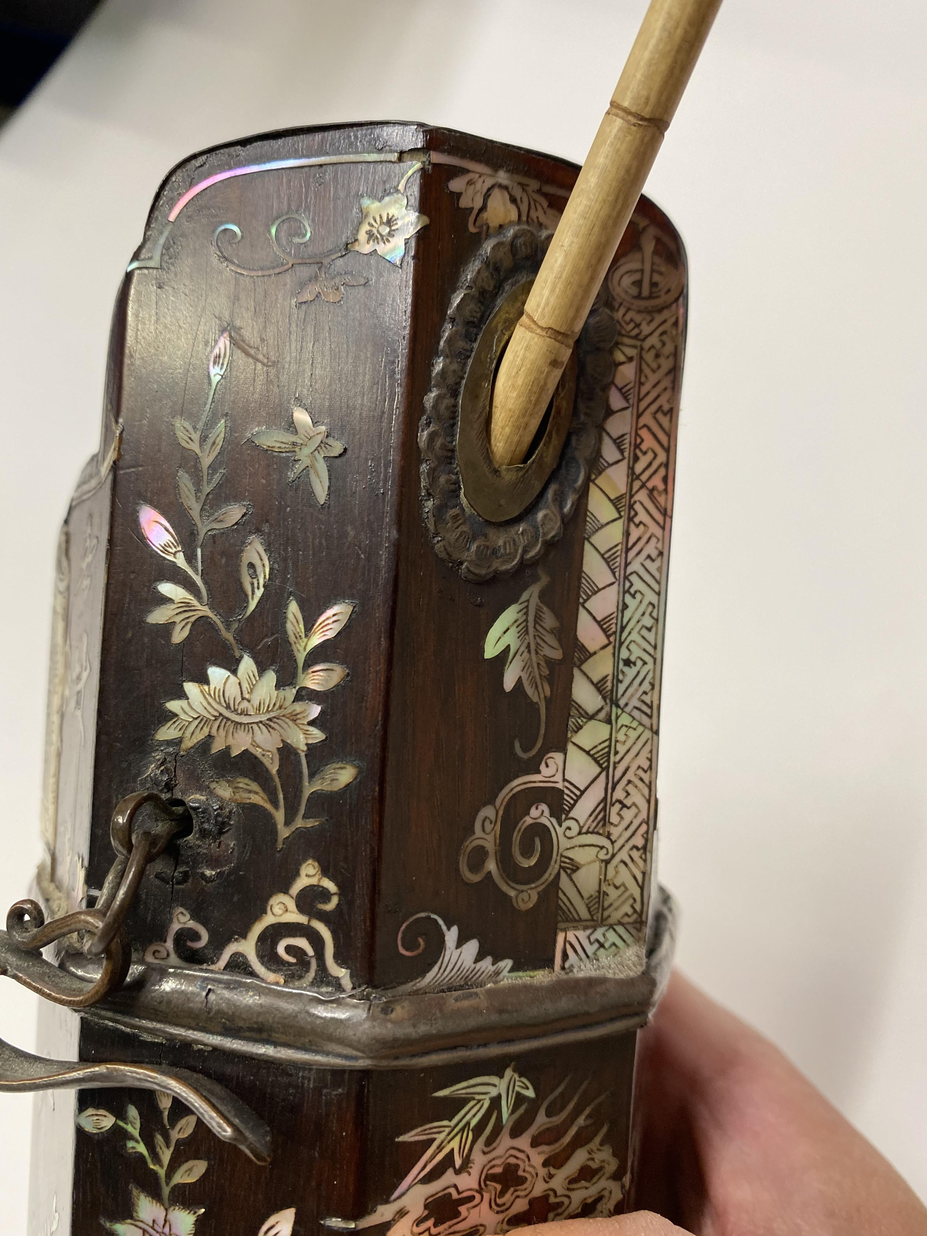 Lot 52 - A Chinese wood water pipe,