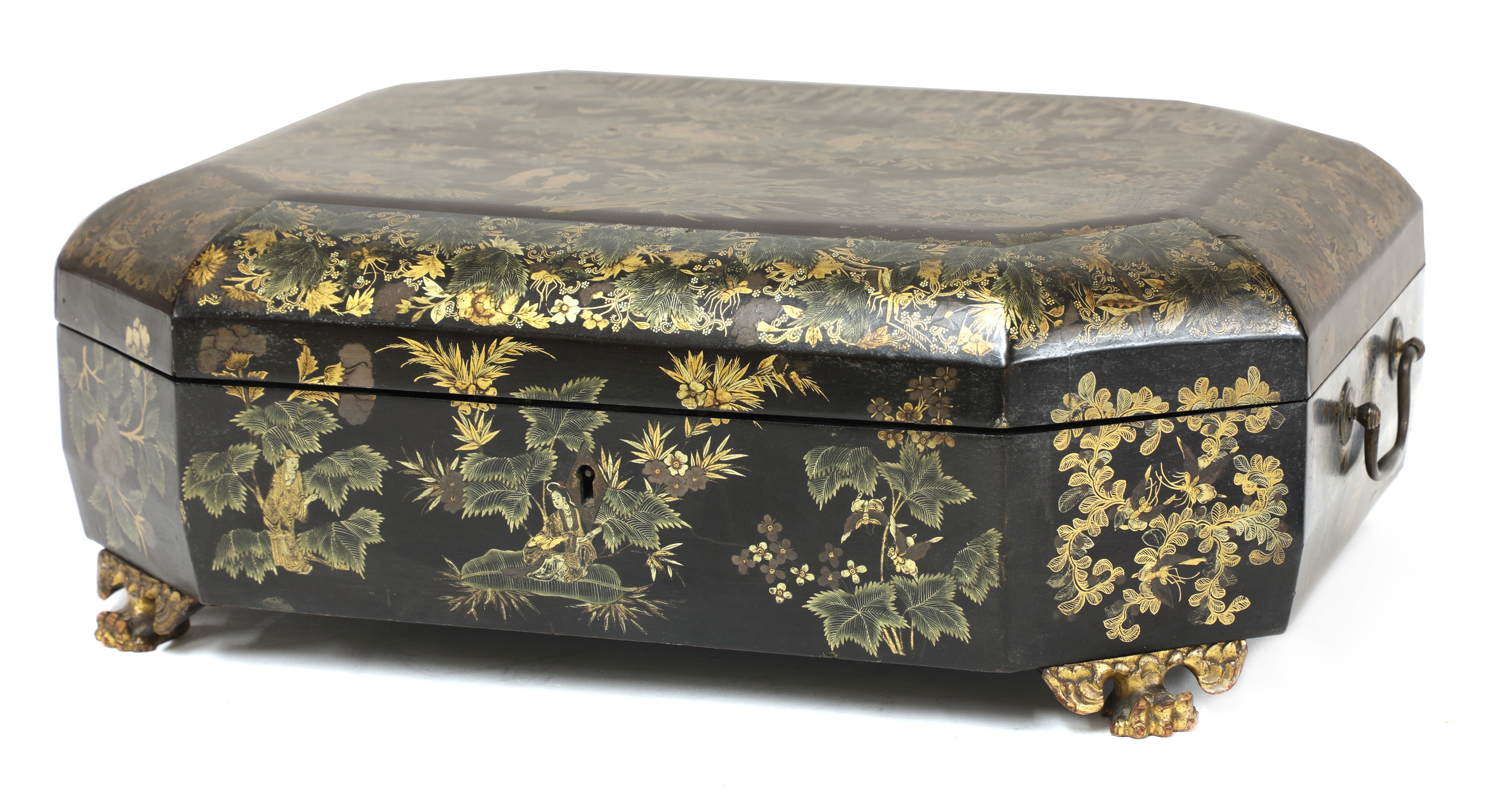 Lot 210 - A Chinese lacquered workbox,