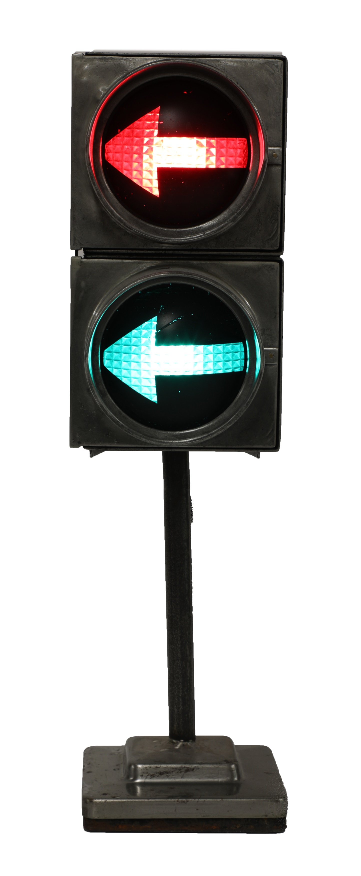 Lot 352 - A polished metal 'traffic light' table lamp,