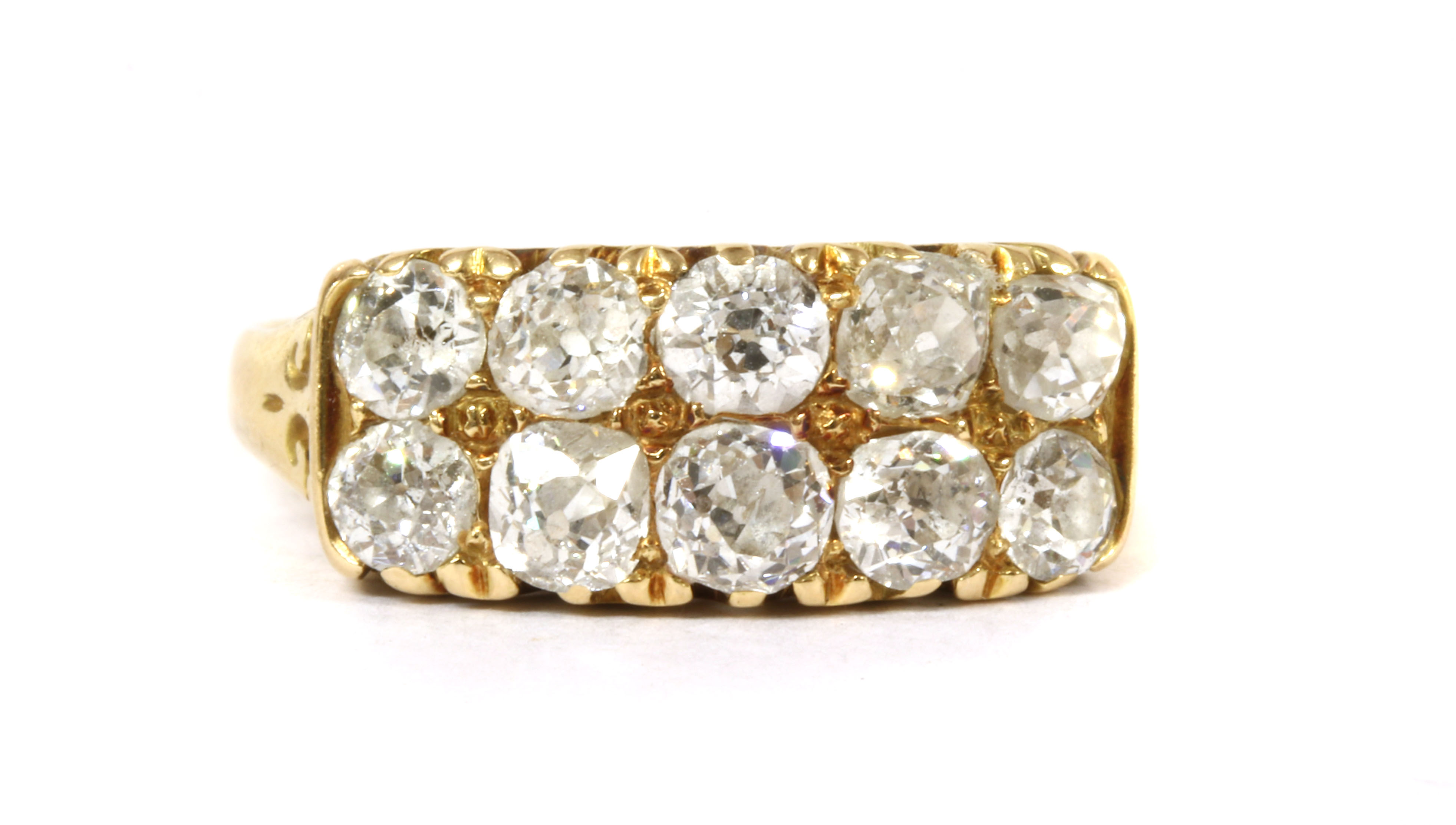 Lot 5 - A Victorian 18ct gold ten stone diamond ring,