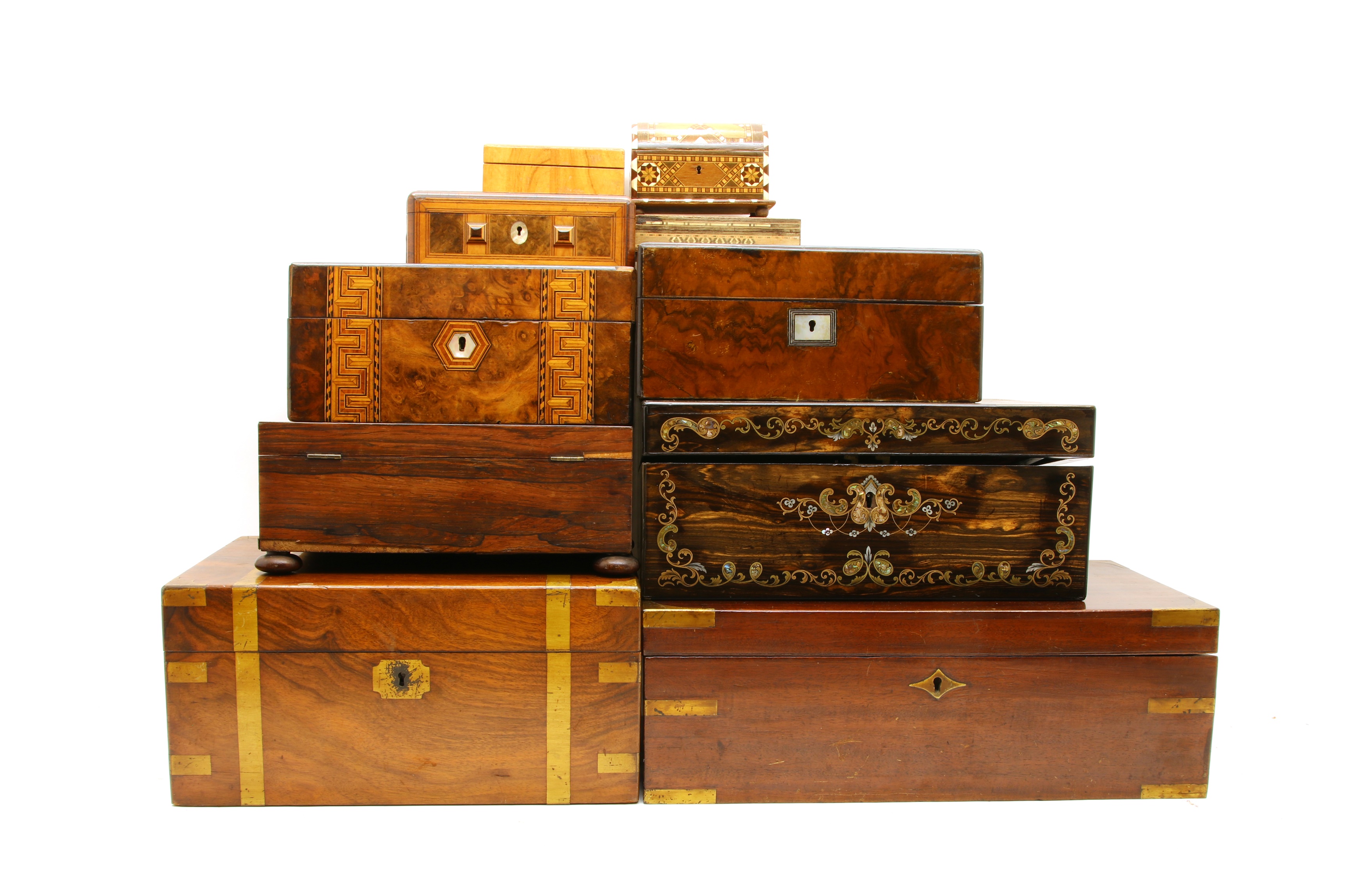 Lot 240 - A collection of ten 19th century boxes of