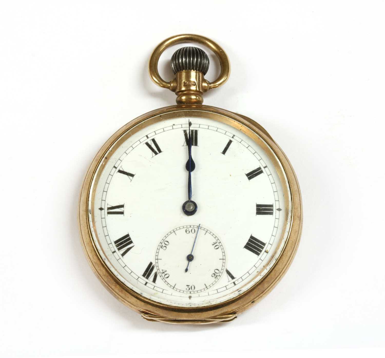 Lot 434 - A 9ct gold top wind open-faced pocket watch,