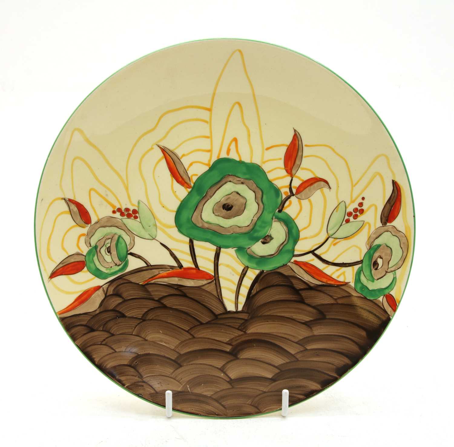 Lot 134 - A Clarice Cliff 'Bizarre' pottery plate,