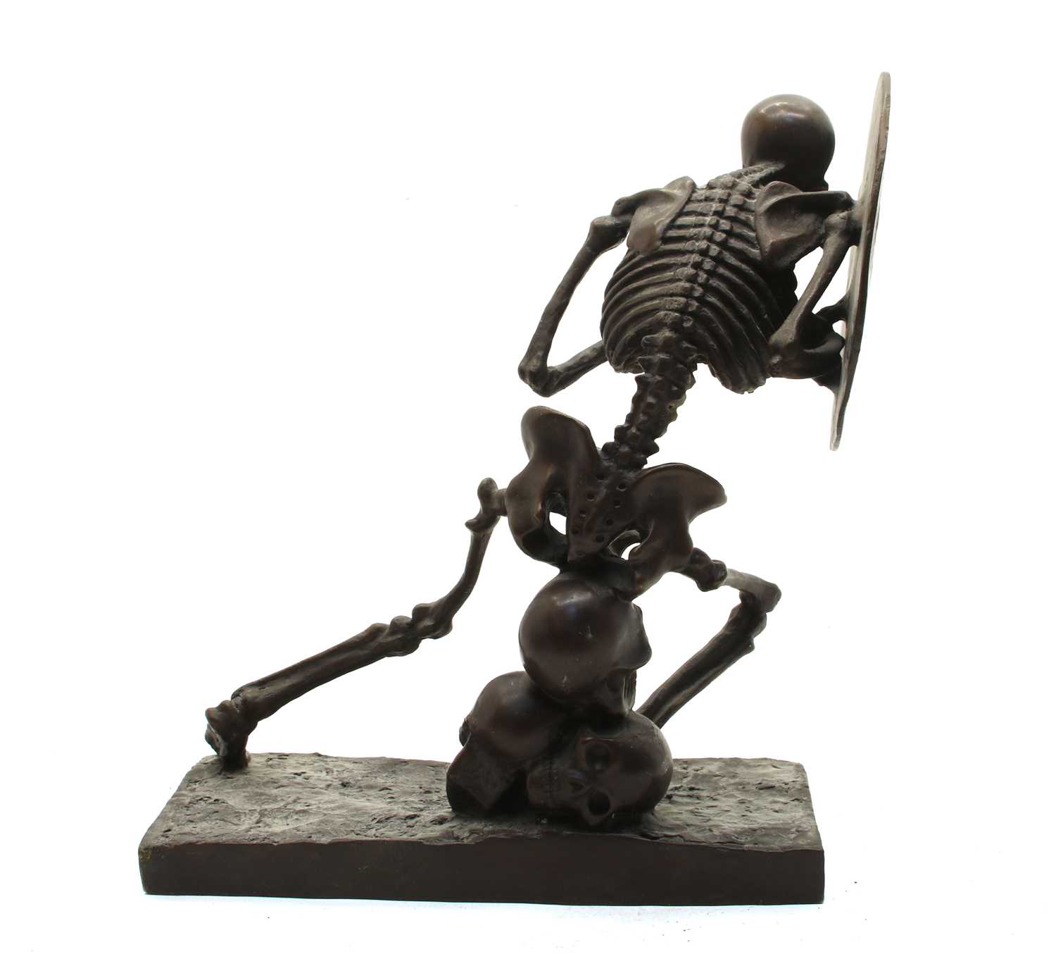 Lot 87 - A bronze sculpture of a skeleton gladiator,