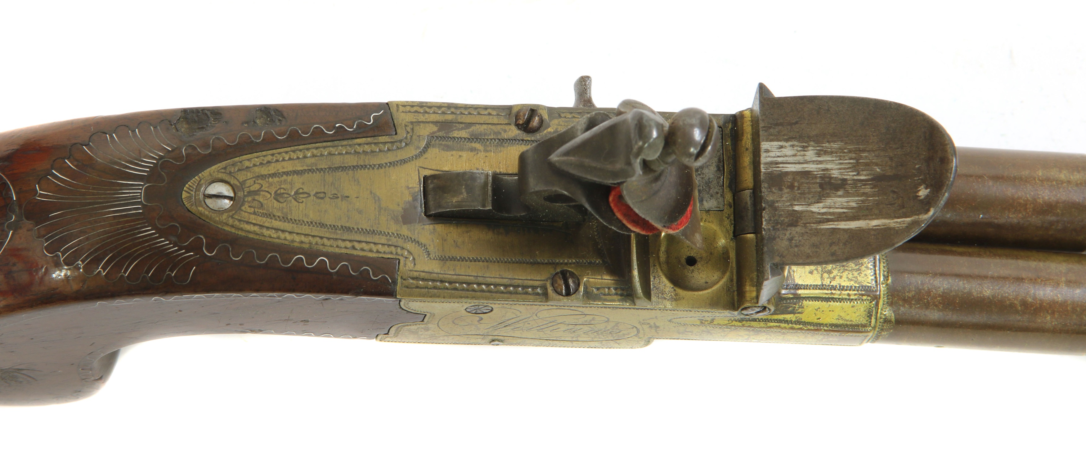 Lot 743 - A pair of double-barrel box-lock flintlock