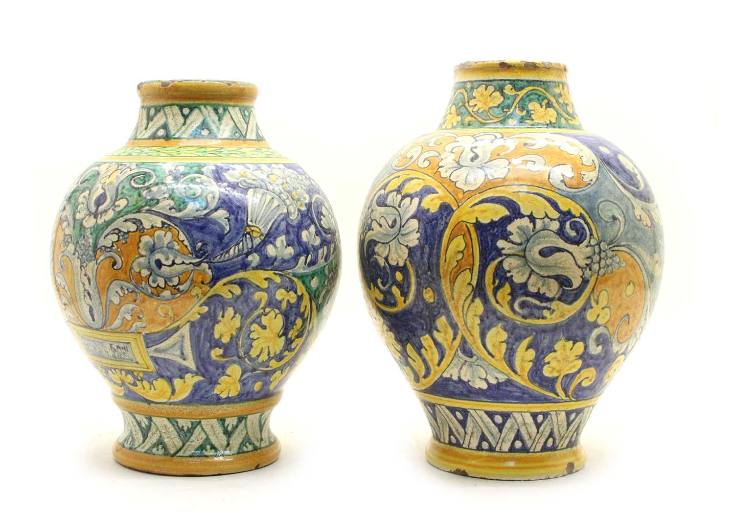 Lot 268 - Two Italian majolica style jars,