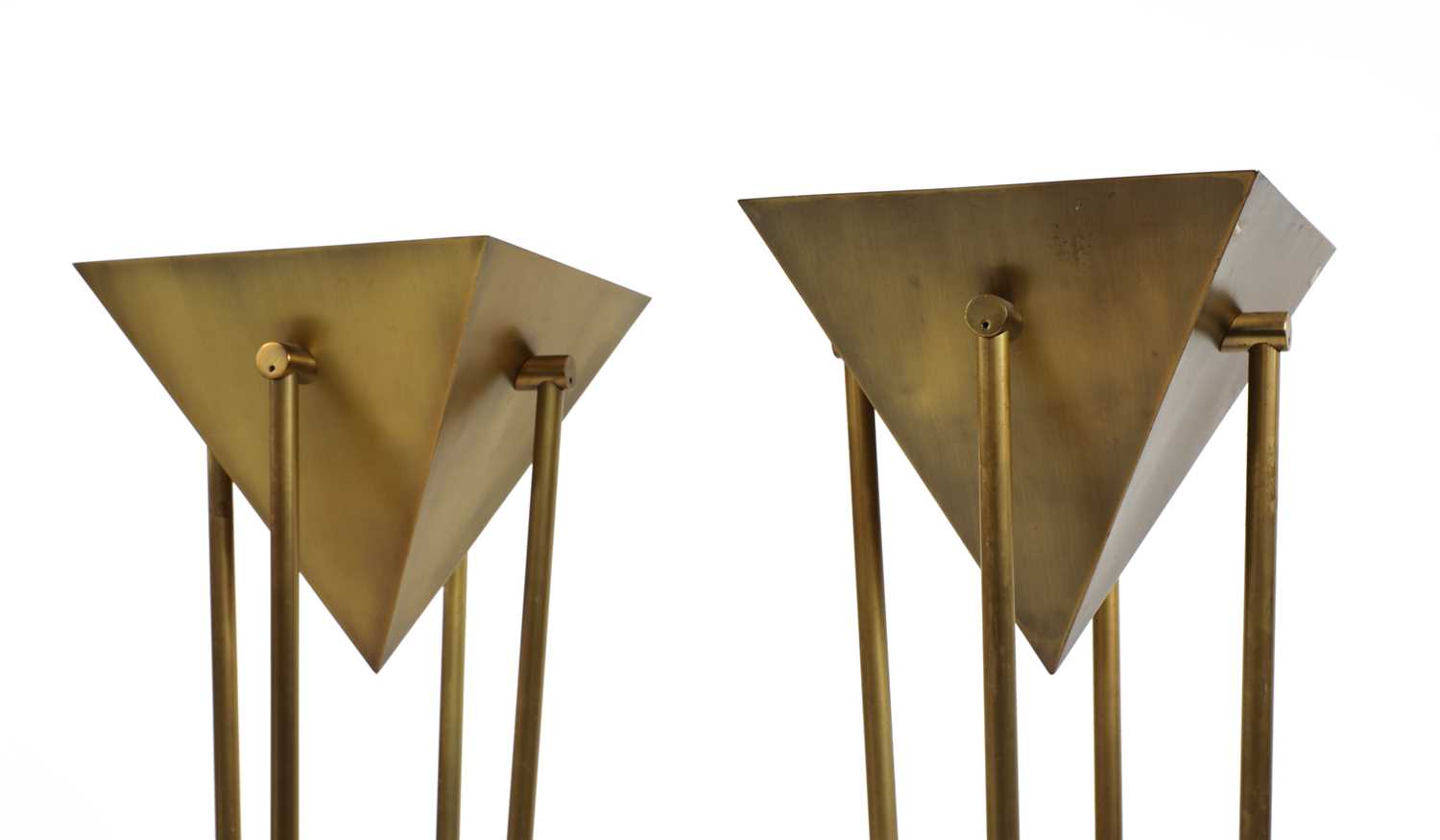 Lot 130 - A pair of Art Deco-style brass uplighters,