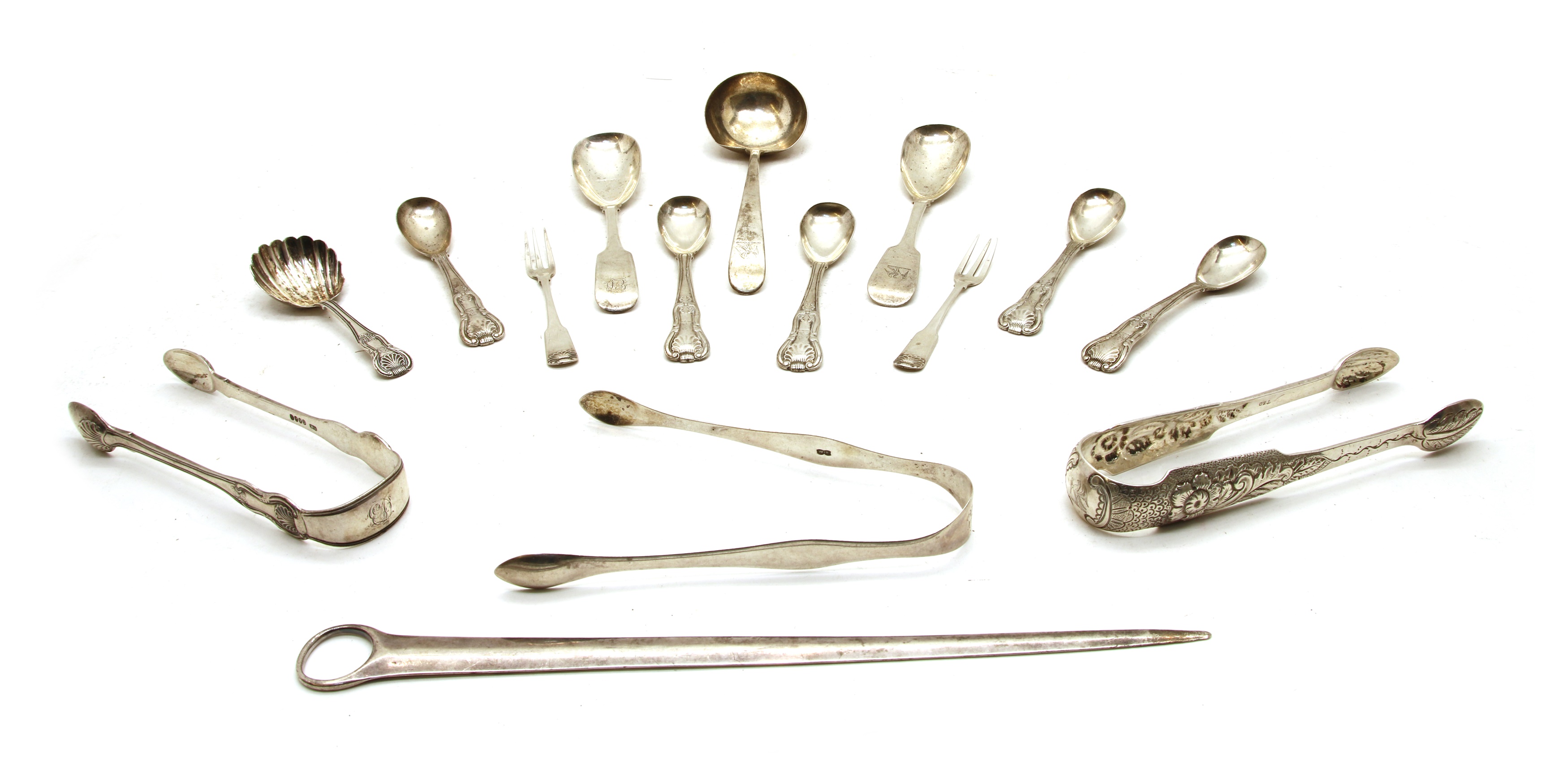 Lot 12 - A collection of Irish silver flatware,