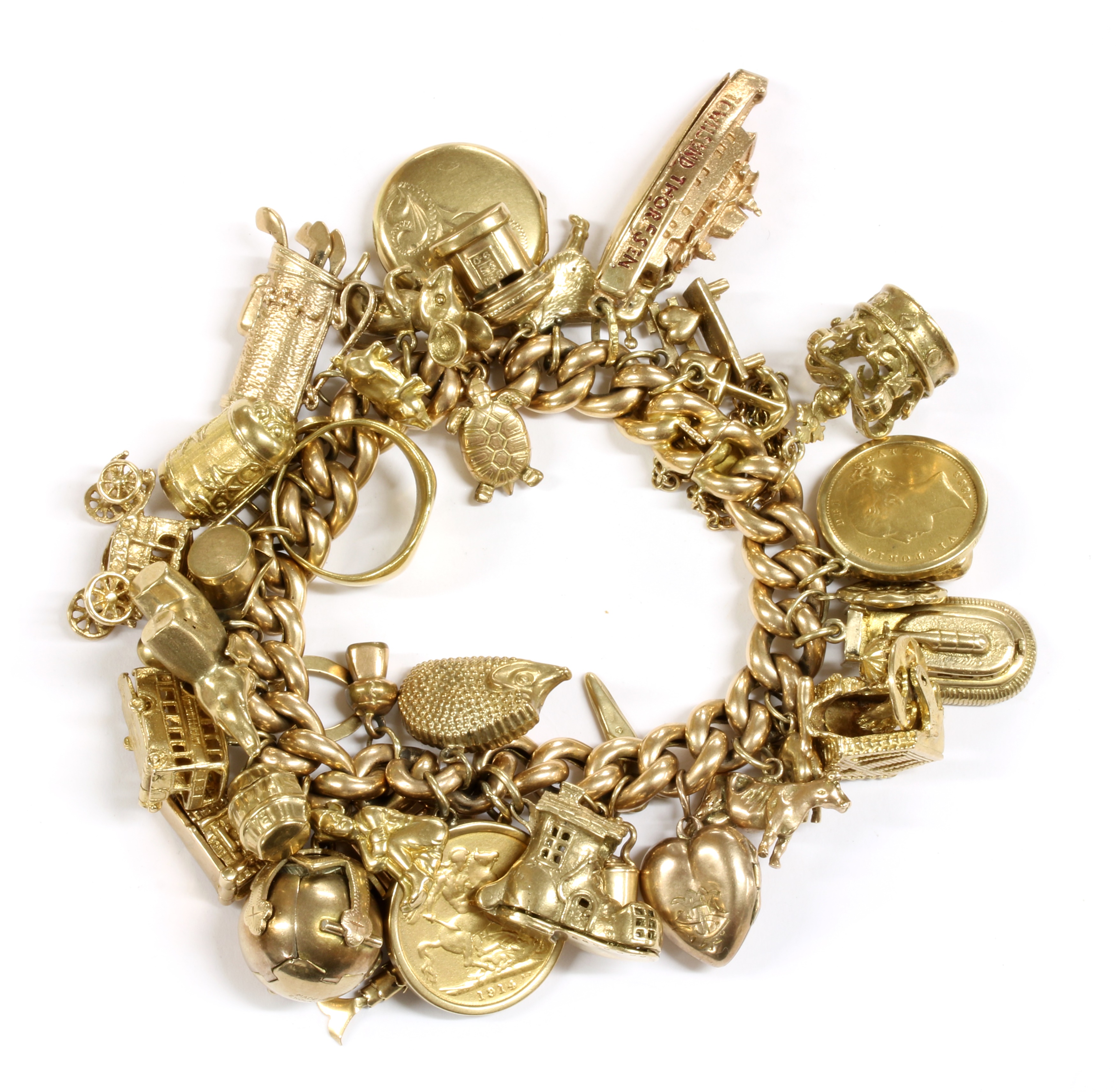 Old gold charm bracelet store