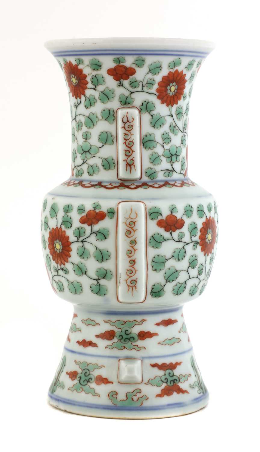 Lot 48 - A Chinese polychrome-decorated gu vase,