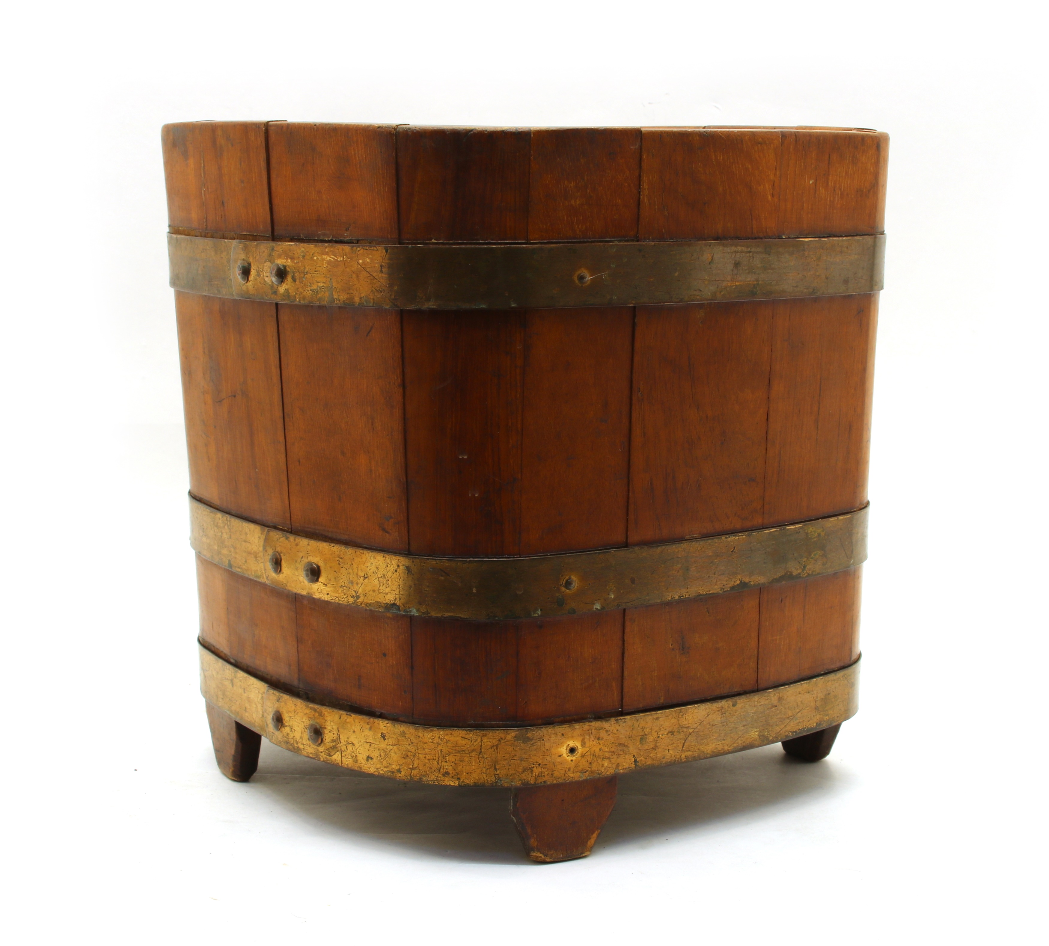 Lot 41 - A brass bound coopered oak barrel