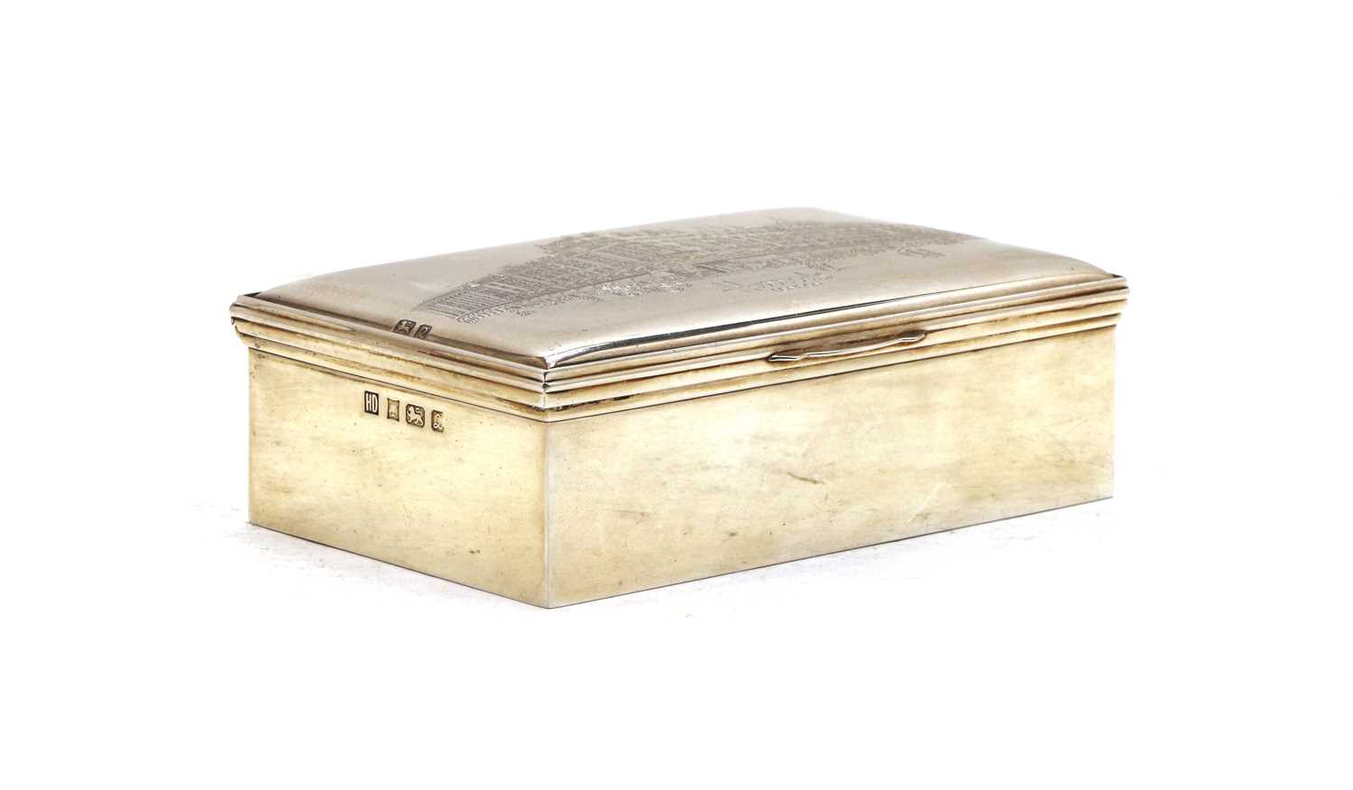 Lot 10 - A 20th century silver 'Harrods' cigarette box,