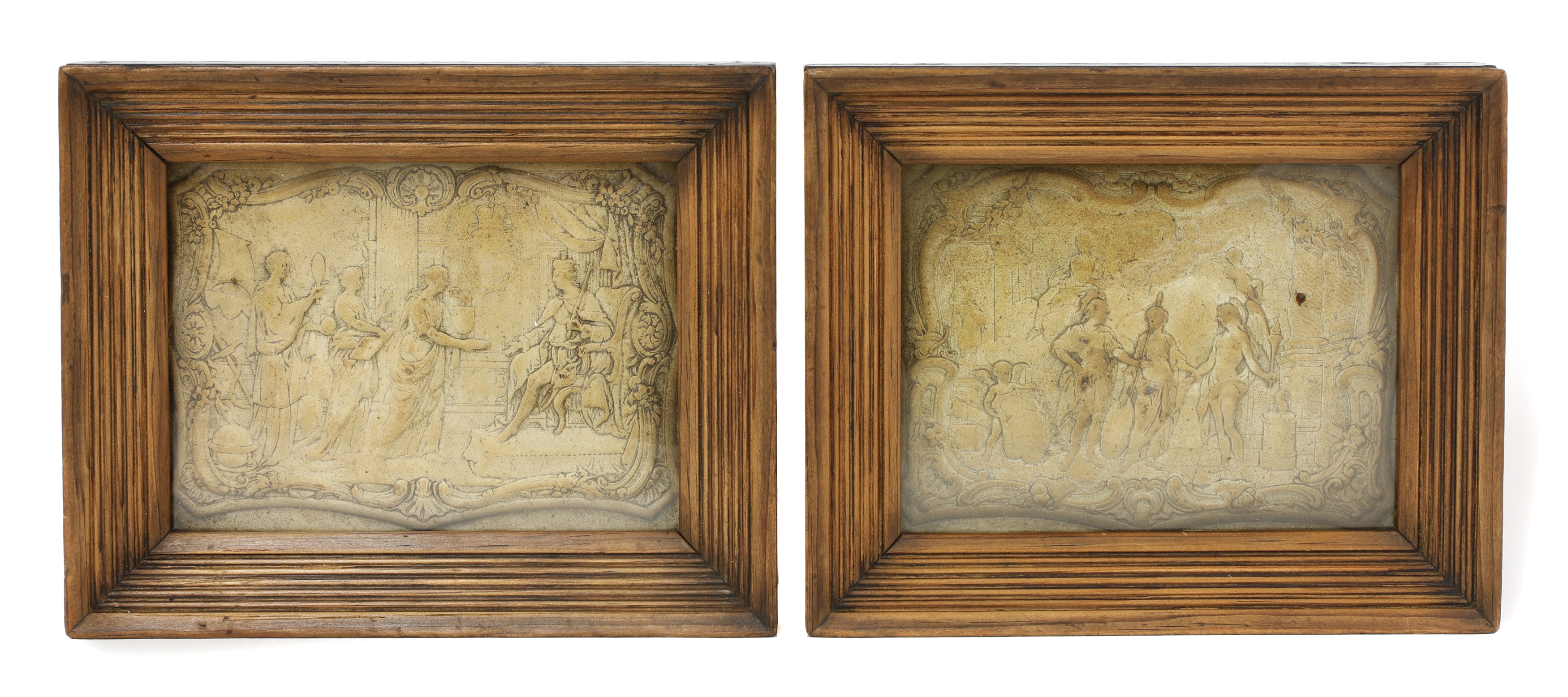 Lot 358 - A pair of grand tour bas relief panels,
