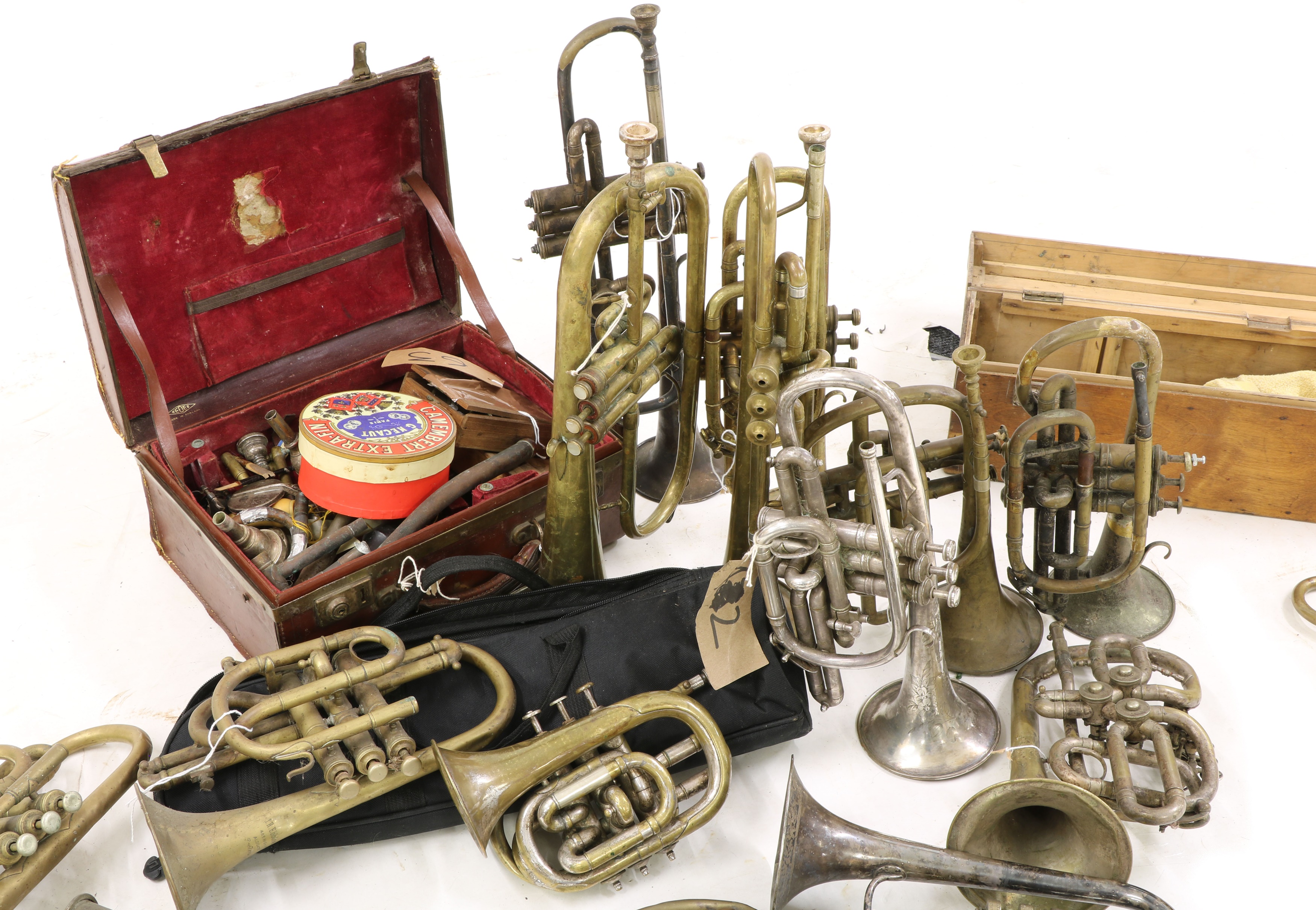 Lot 206 - A collection of 'trumpet family' instruments,