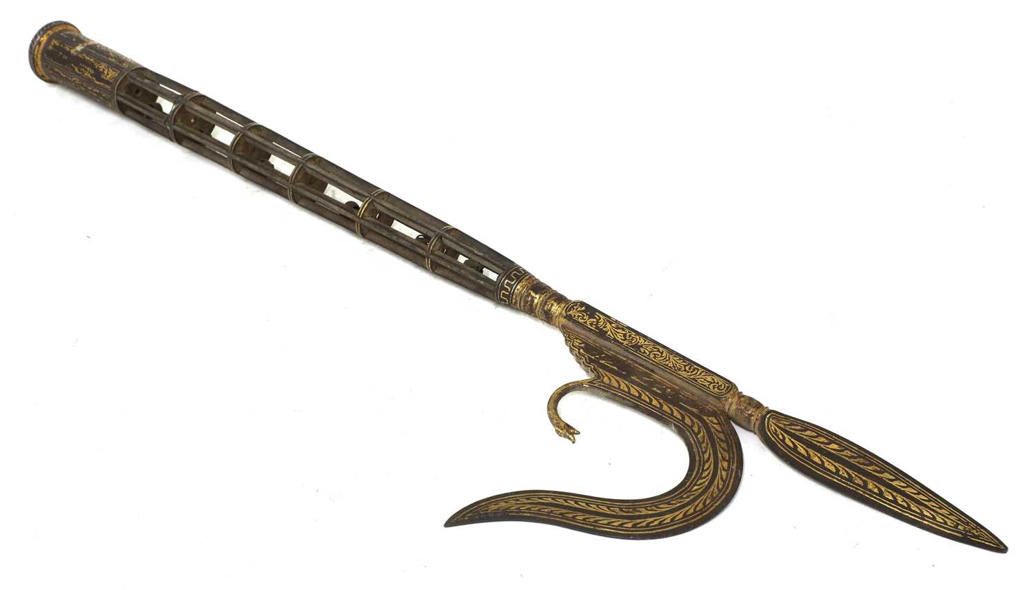 Lot 118 - An Indian ironwork elephant goad or ankus,