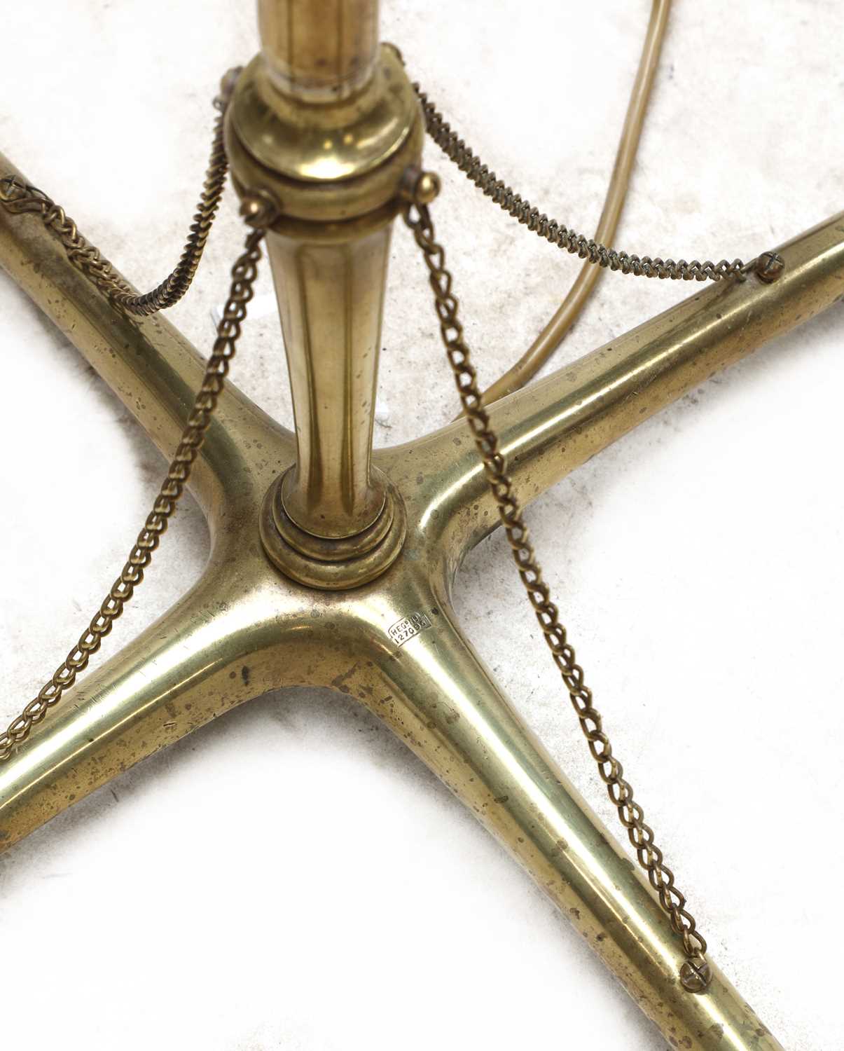 Lot 55 - An Arts and Crafts brass standard lamp,