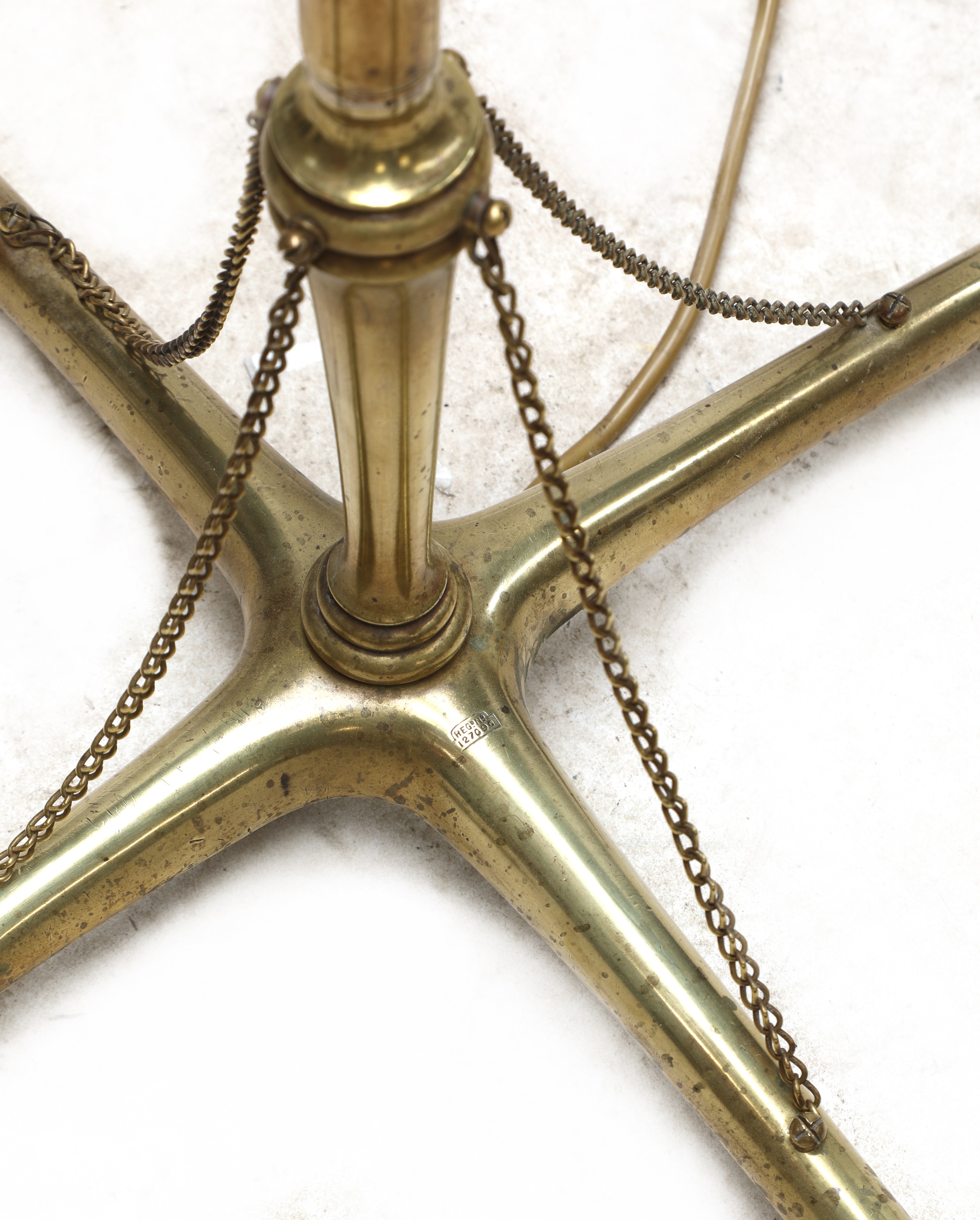 Lot 55 - An Arts and Crafts brass standard lamp,