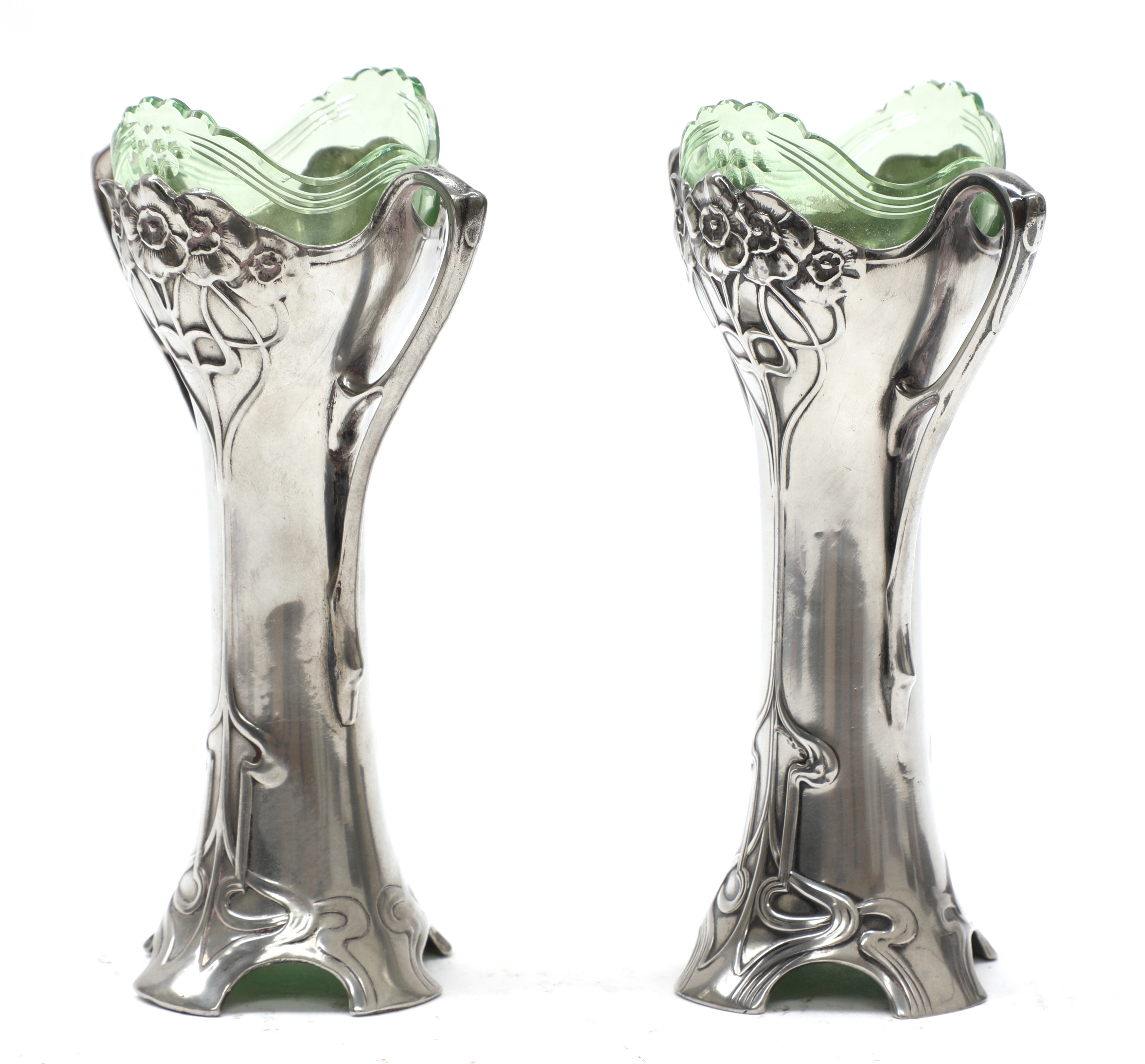 Lot 3 - A pair of WMF silver-plated vases,