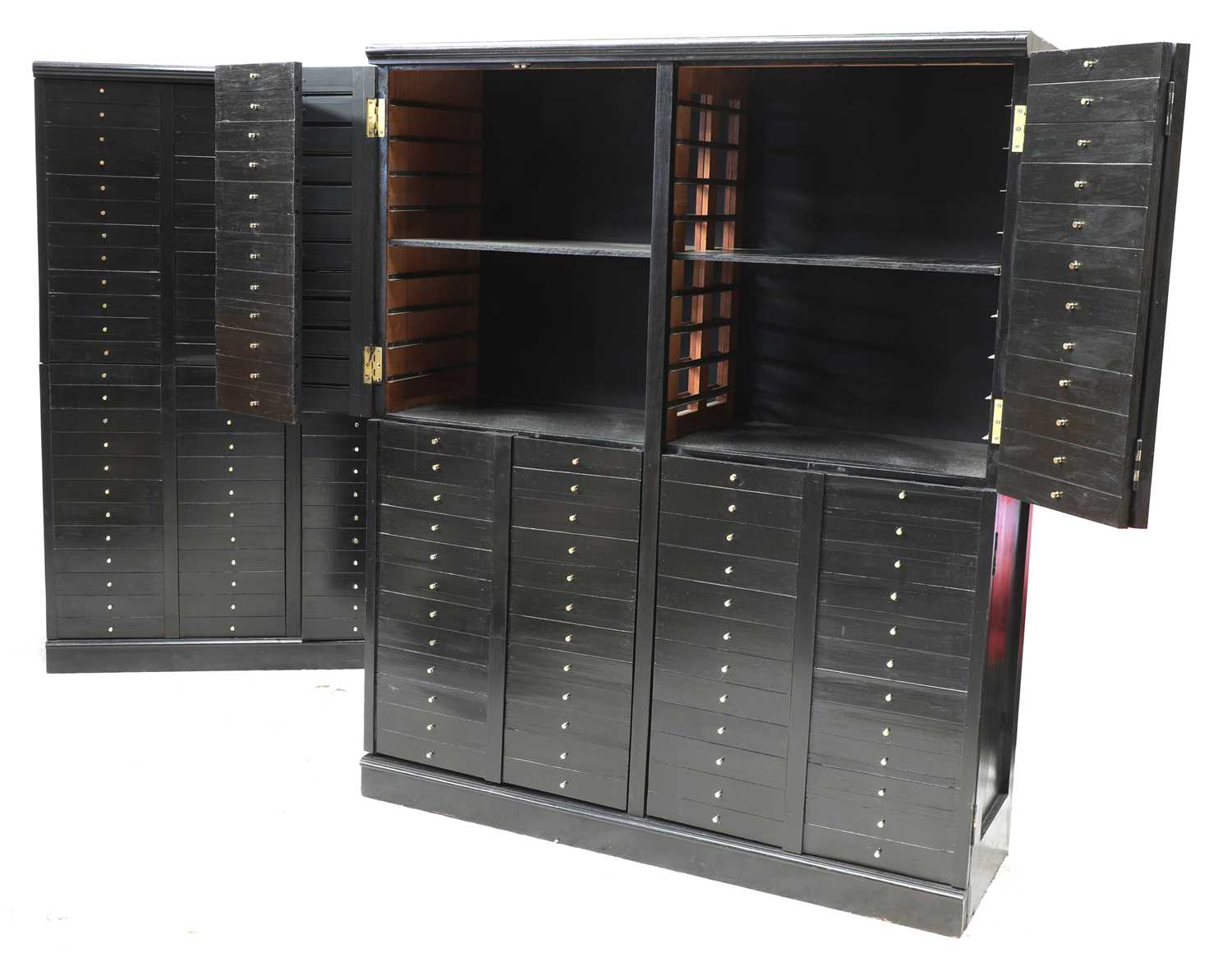 Lot 848 - A pair of large specimen cabinet cupboards,