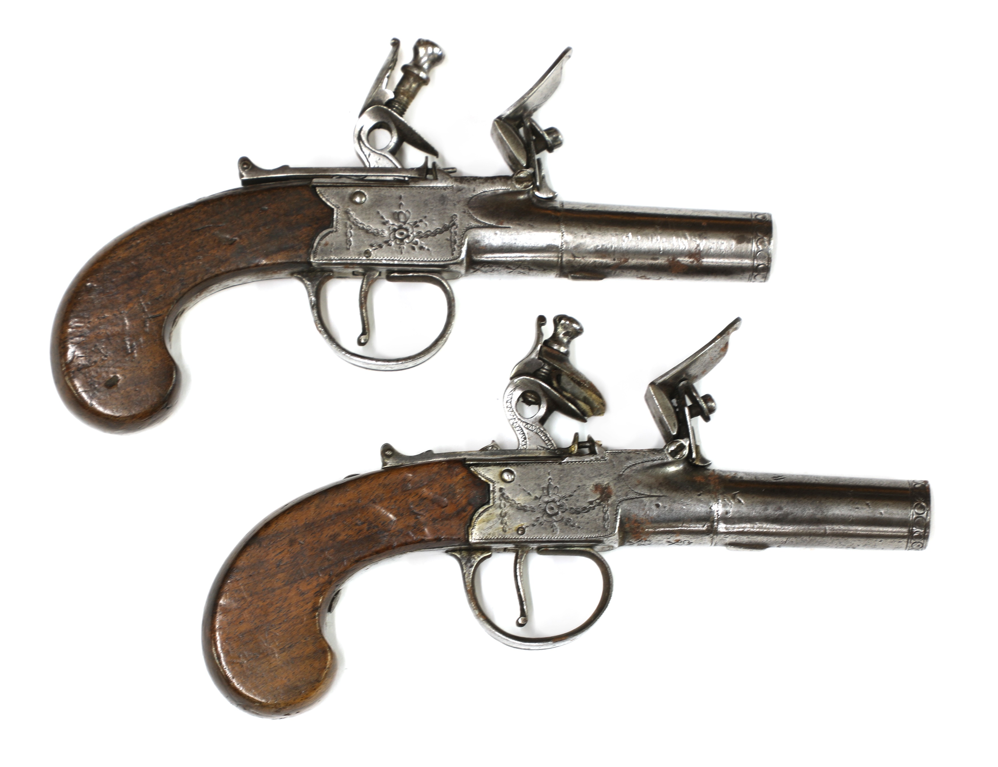 Lot 733 - A pair of 19th century pocket flintlock