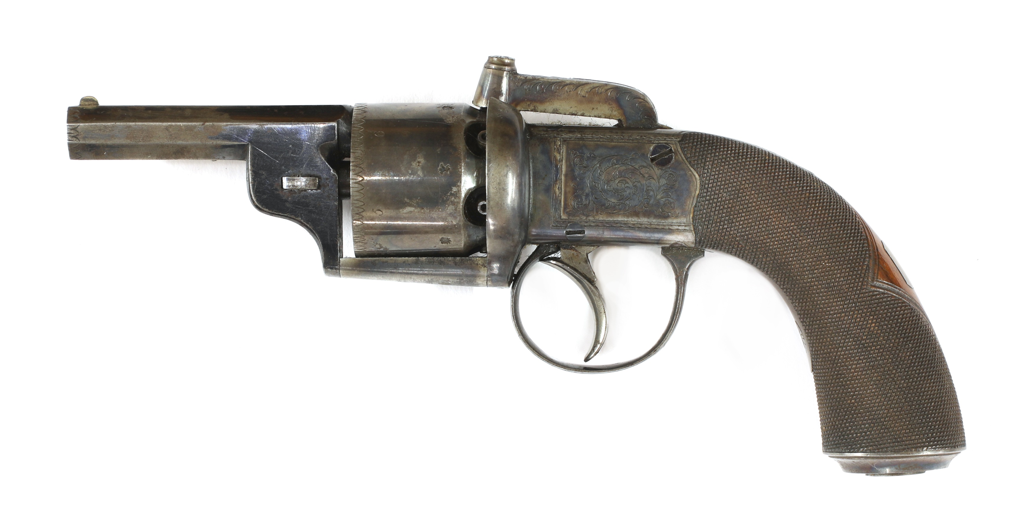 Lot 736 - A cased percussion transitional six-shot