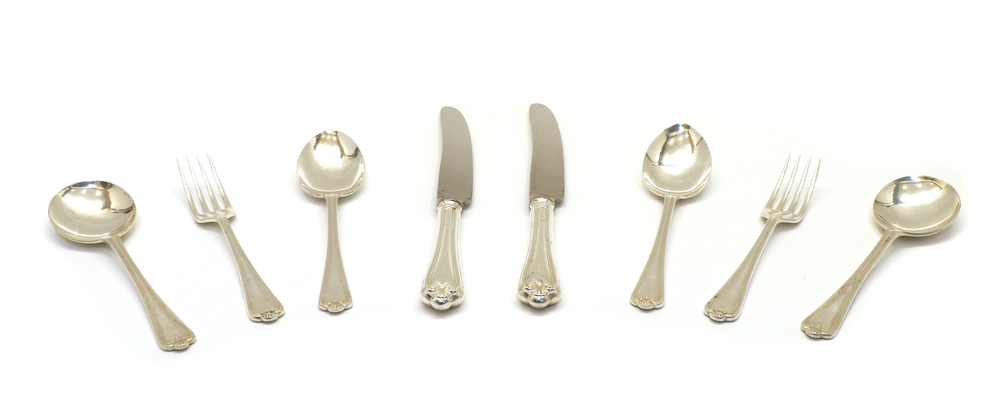 Lot 39 - A modern canteen of Jesmond pattern silver