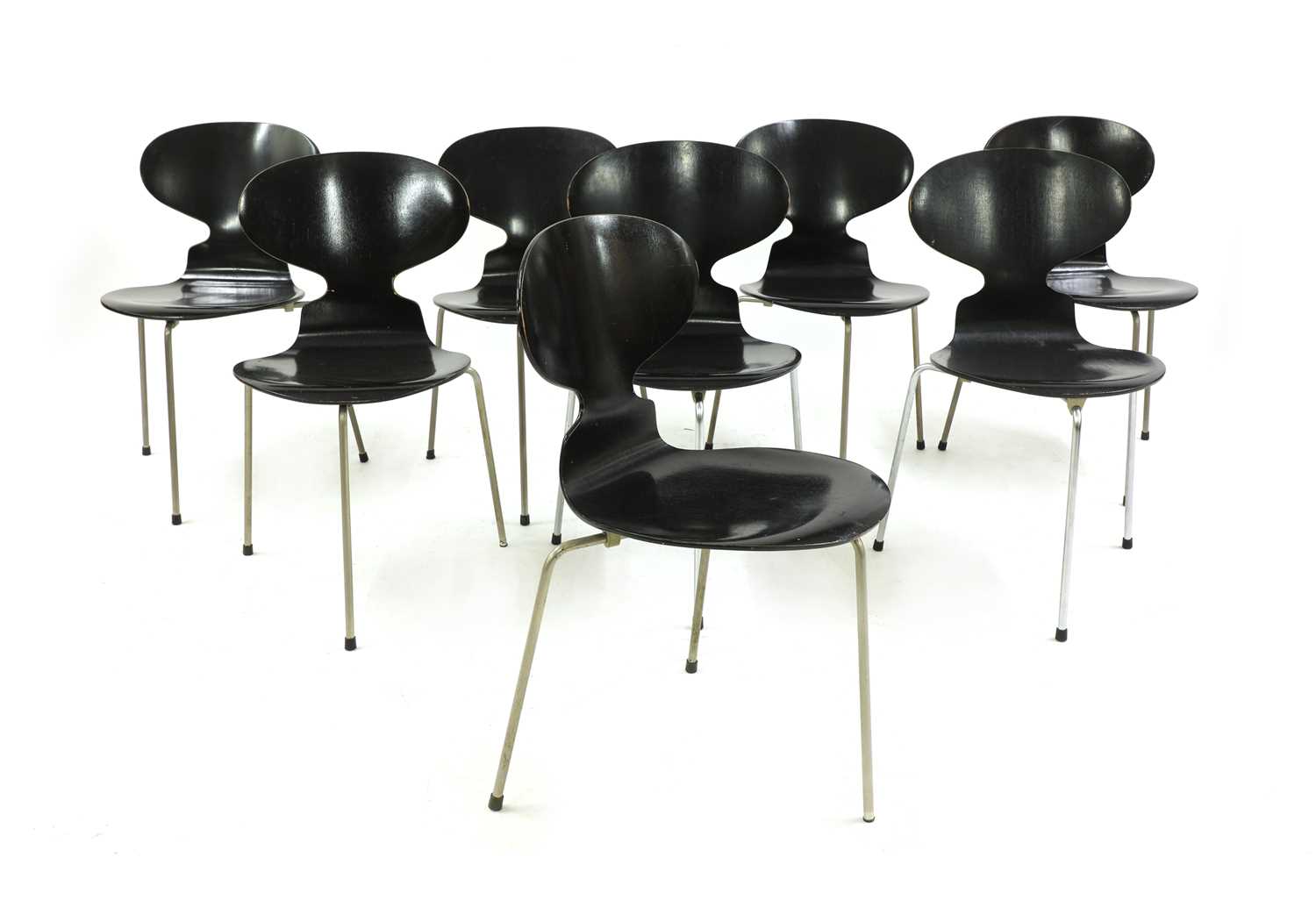 Lot 611 - Eight black model 3100 'Ant' chairs,