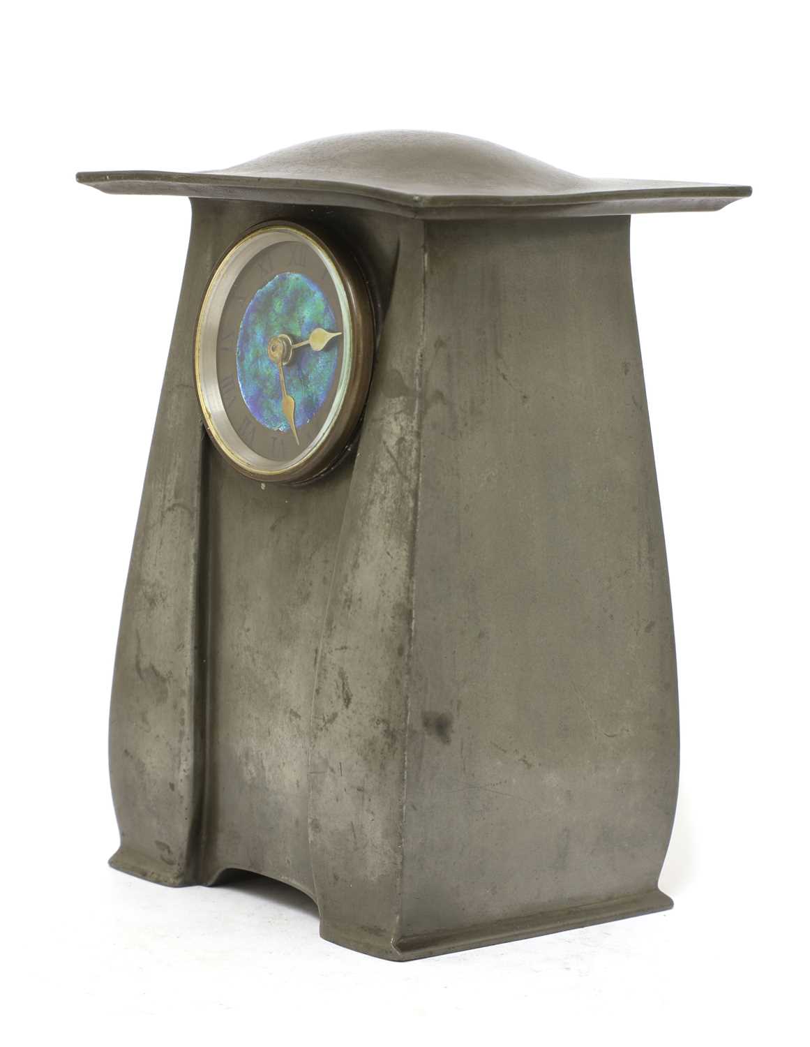 Lot 61 - A Tudric pewter clock,
