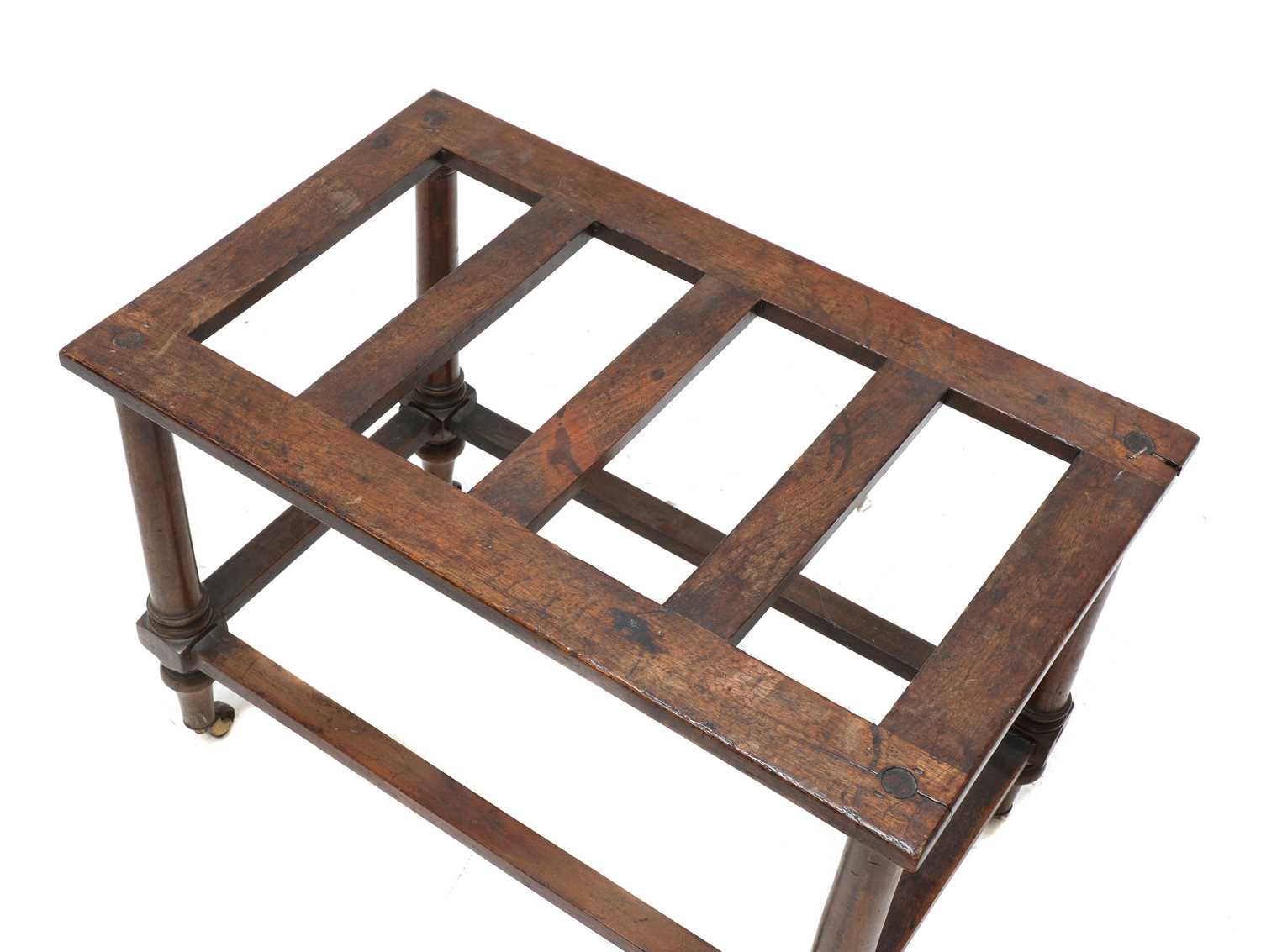 Lot 355 - A mahogany luggage stand,