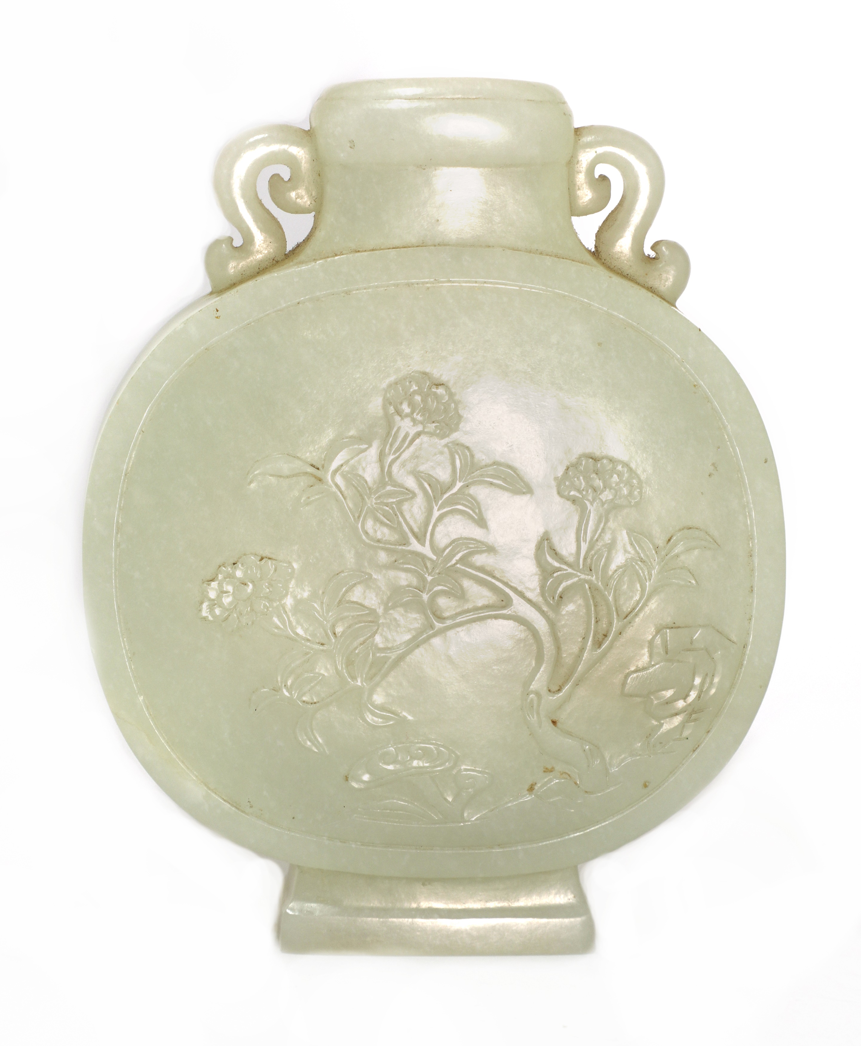 Lot 97 - A Chinese jade moon flask,