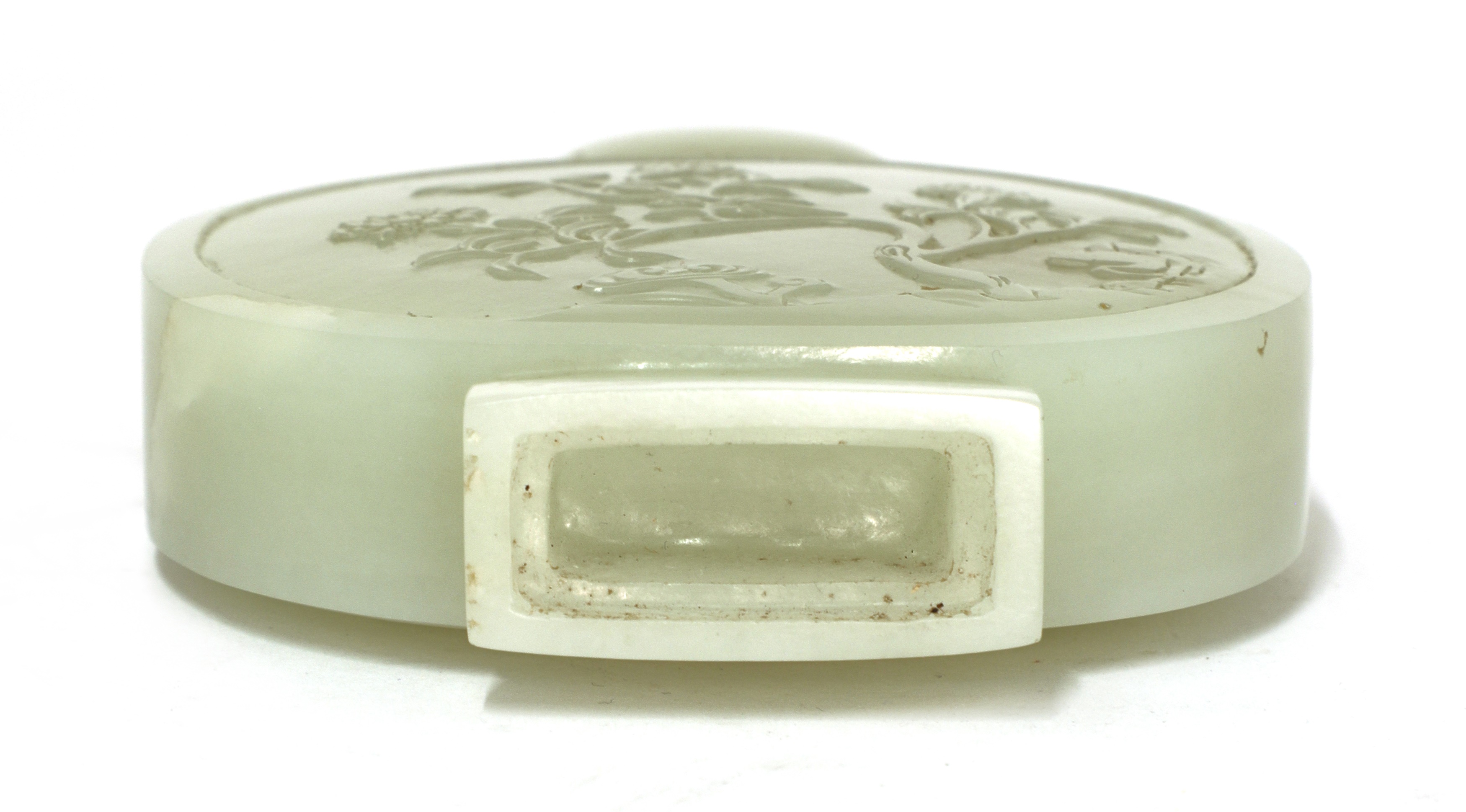 Lot 97 - A Chinese jade moon flask,