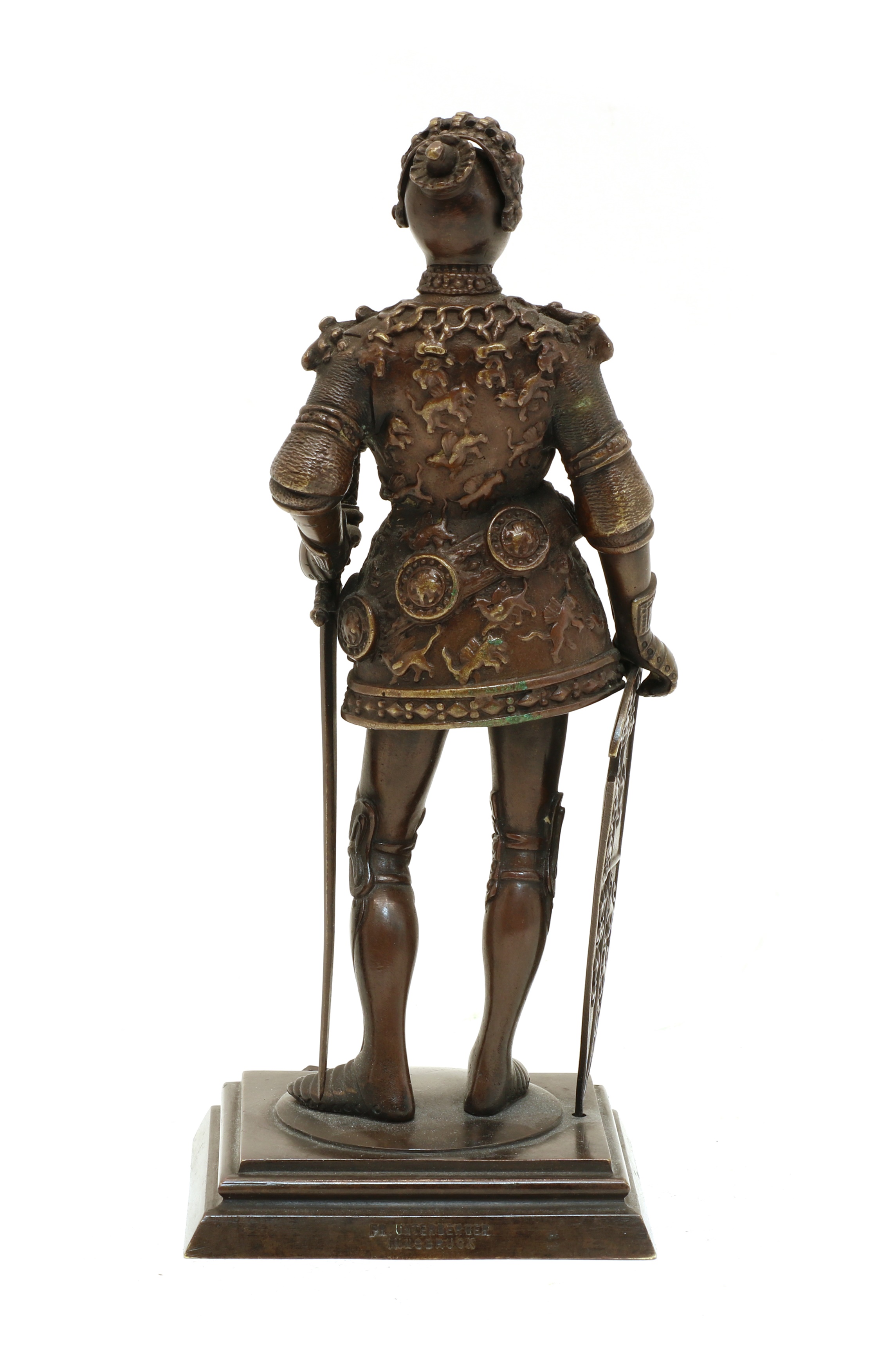 Lot 159 - A bronze of a knight in armour,