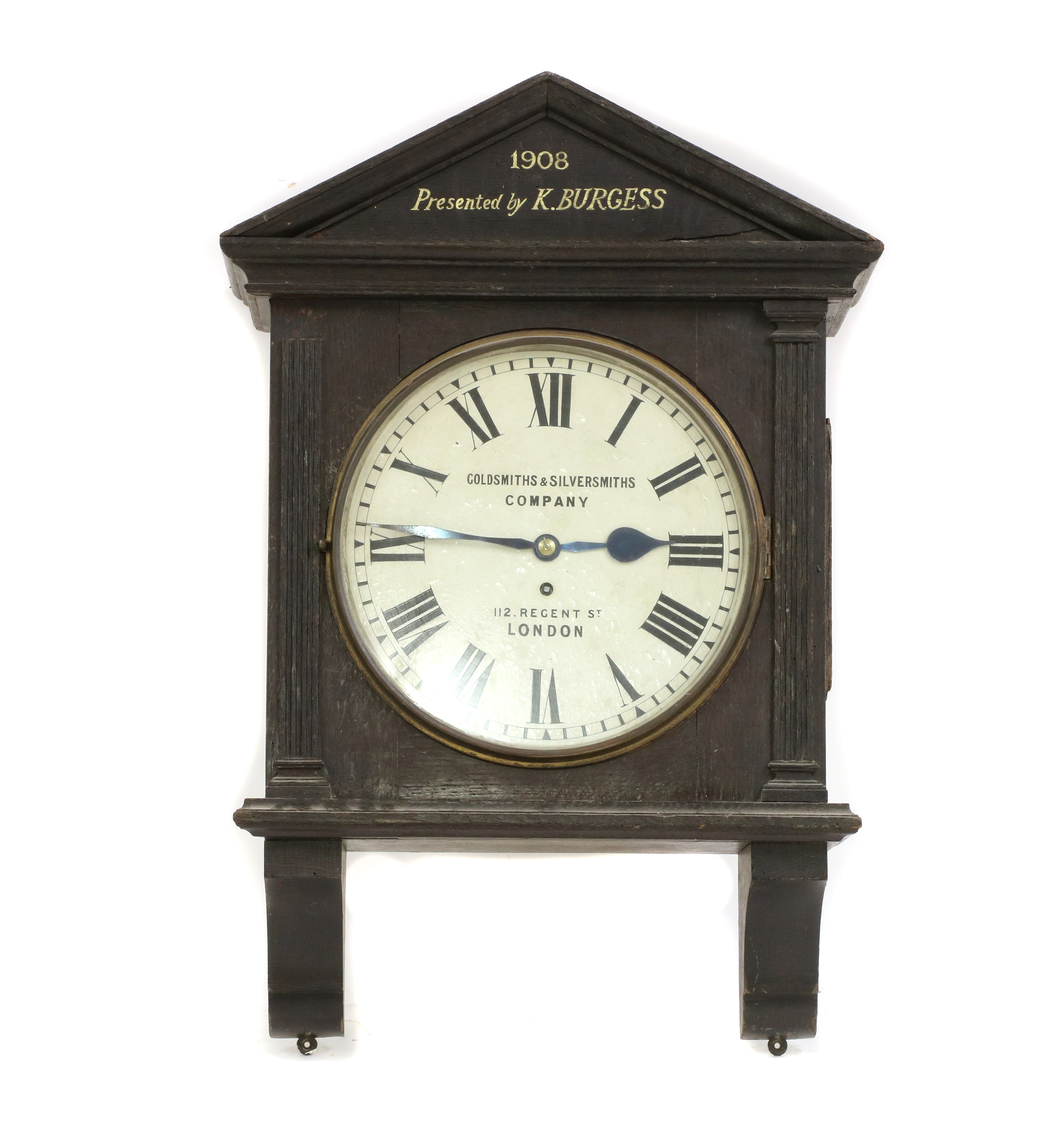 Lot 141 - An Edwardian oak cased wall clock,