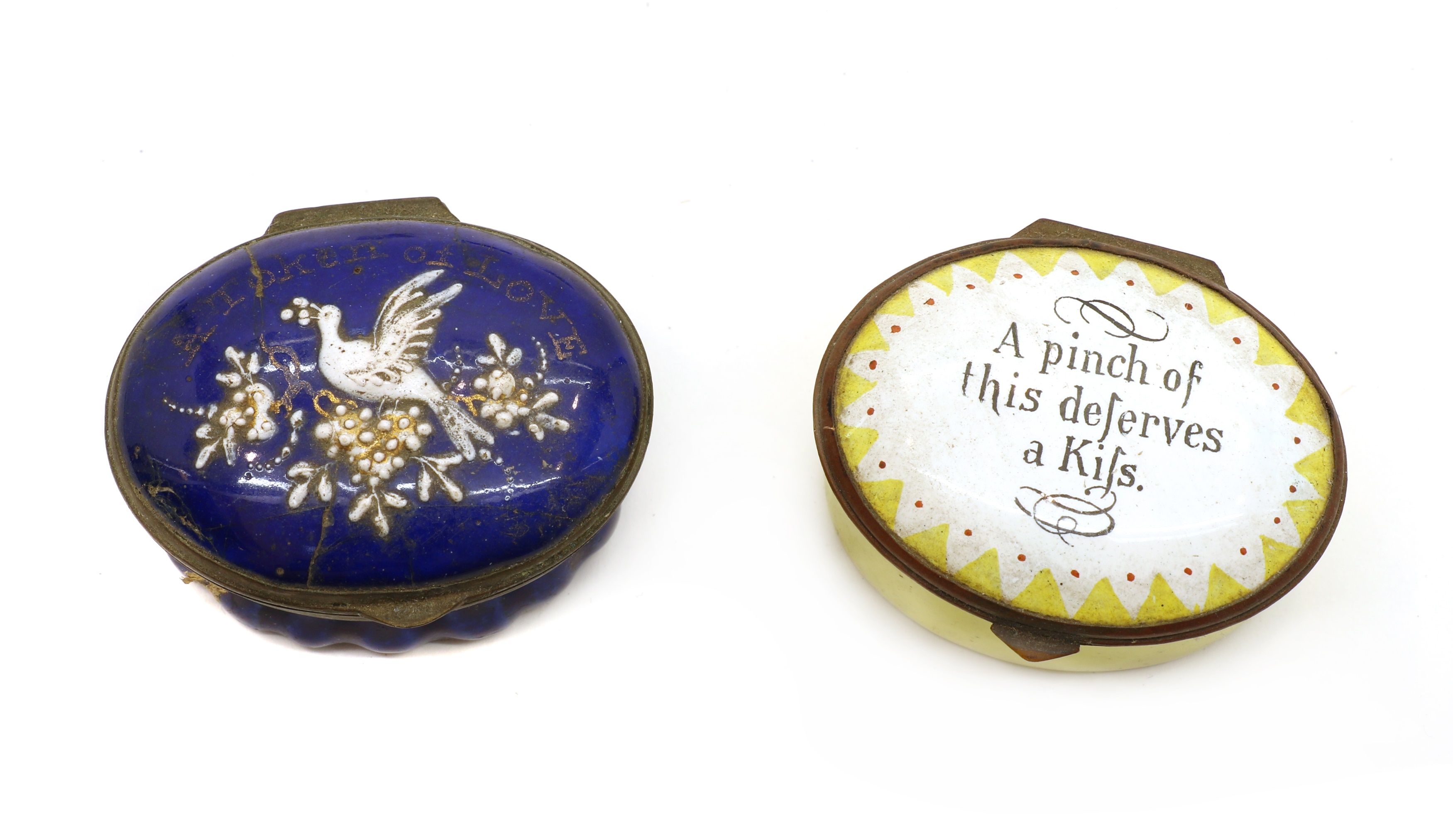 Lot 90 - Two enamel patch boxes