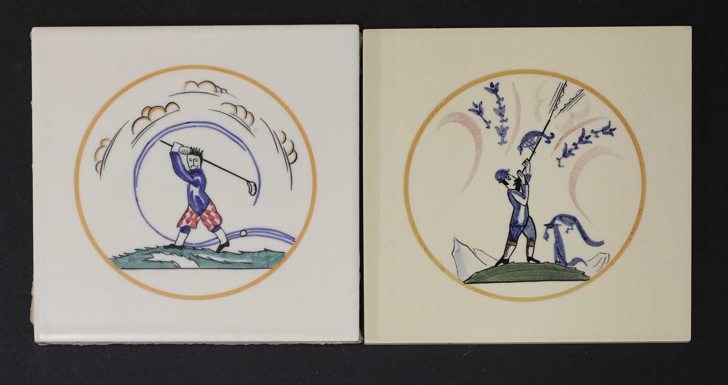 Lot 250 - Two Carter's Poole Pottery 'Sporting' tiles,