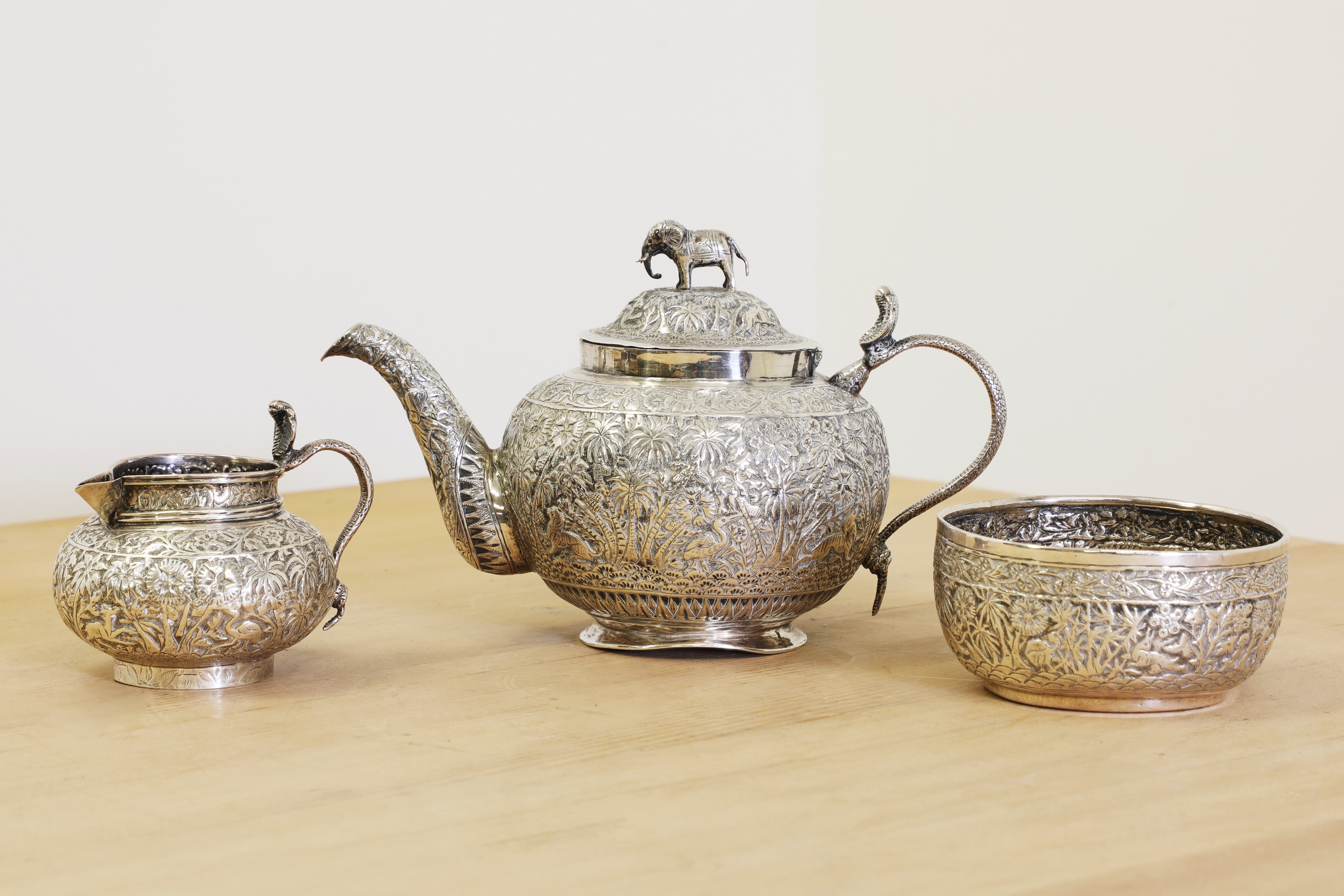 Lot 63 - An Indian silver tea service,
