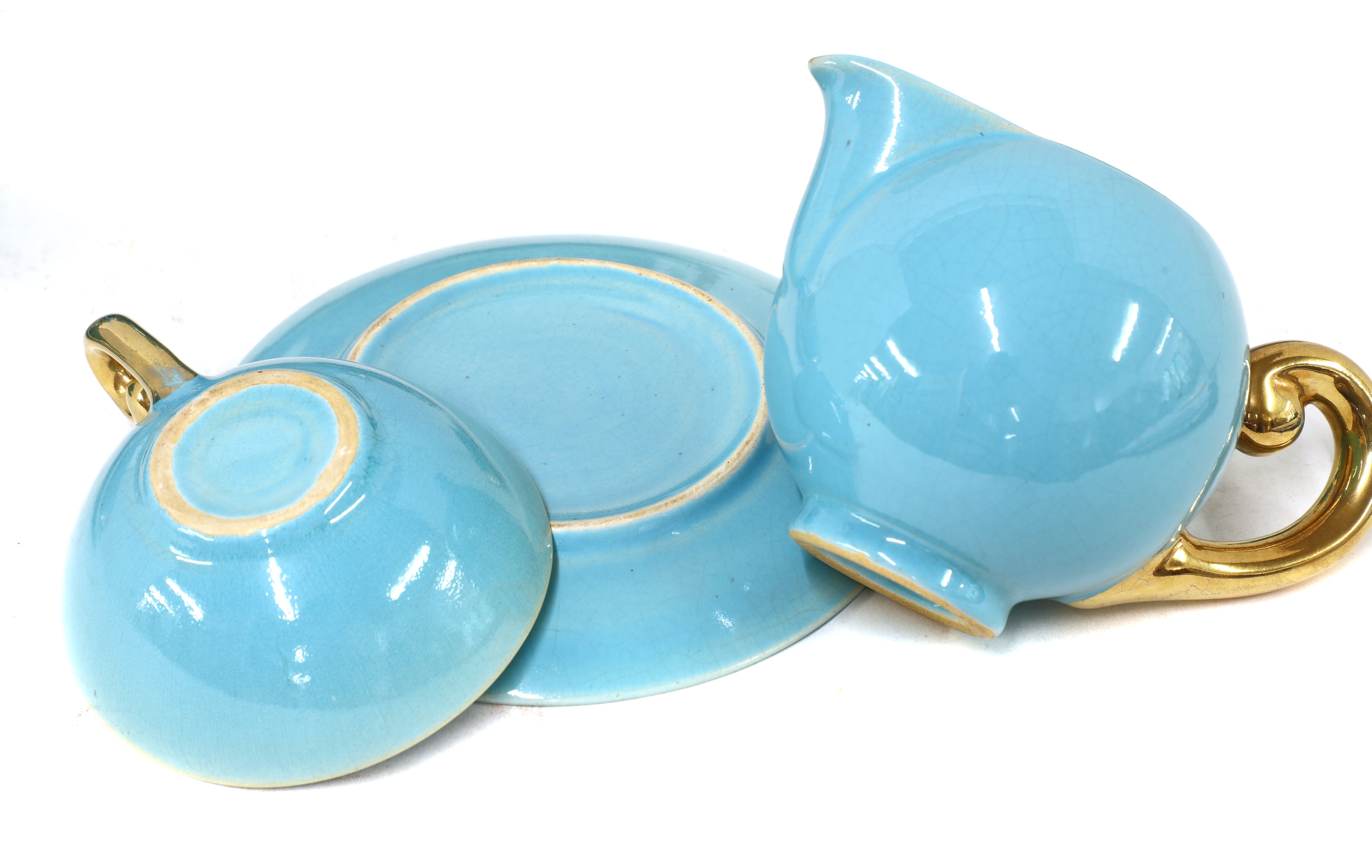 Lot 286 - A Belgian blue-glazed tea service,